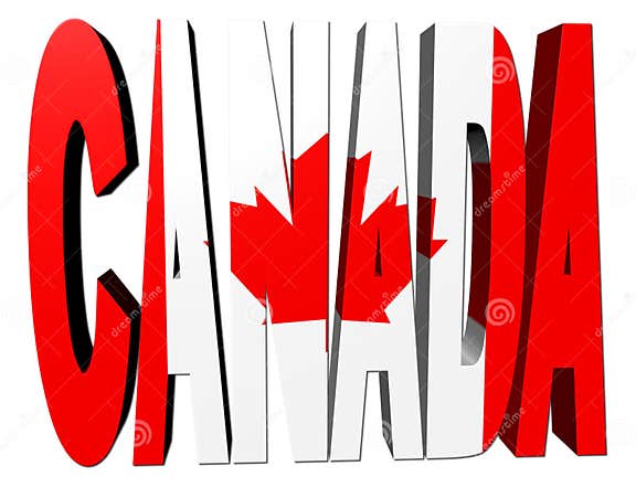 Canada text with flag stock illustration. Illustration of render - 12516223