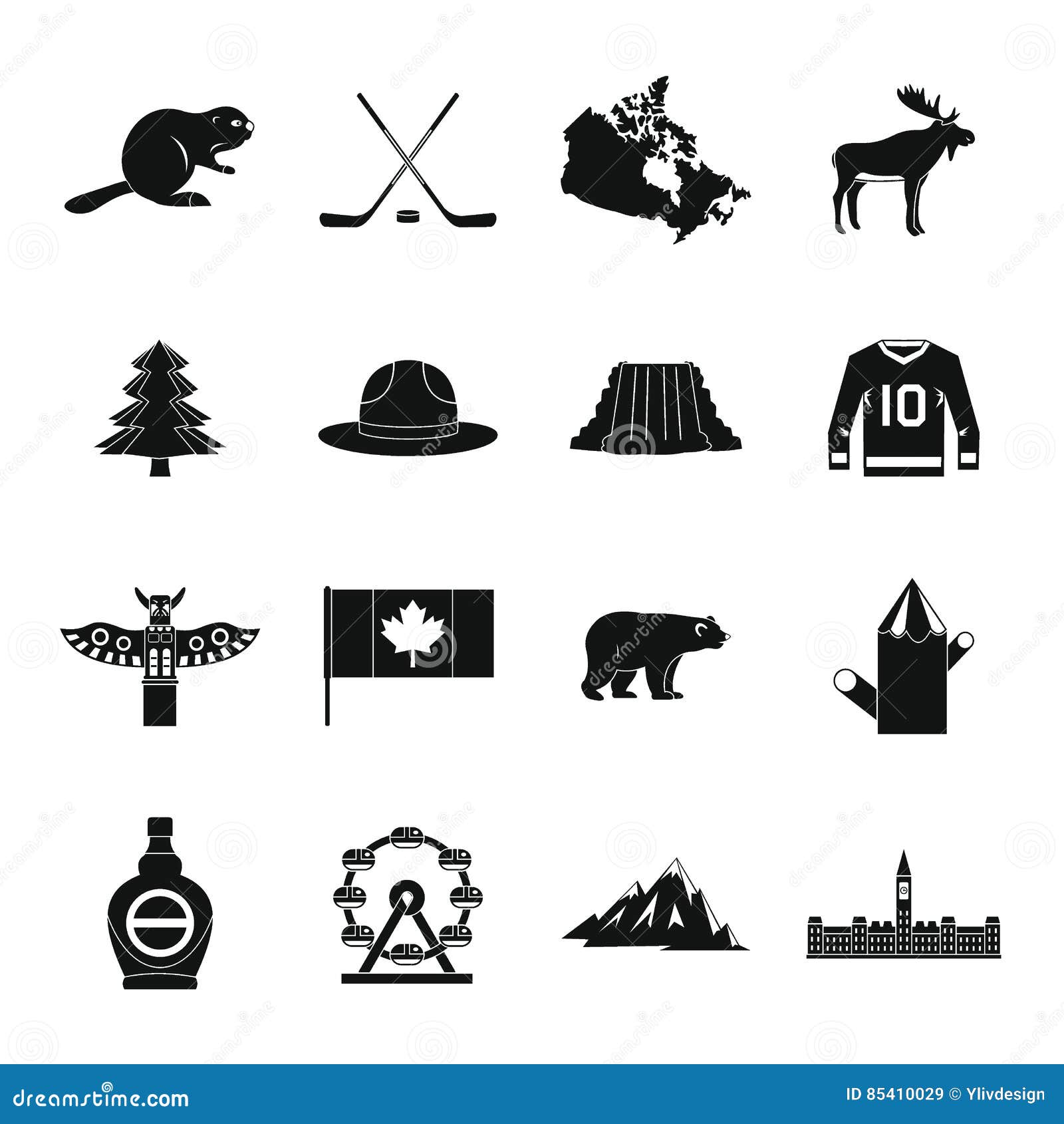 Canada Travel Icons Set, Simple Style Stock Vector - Illustration of ...