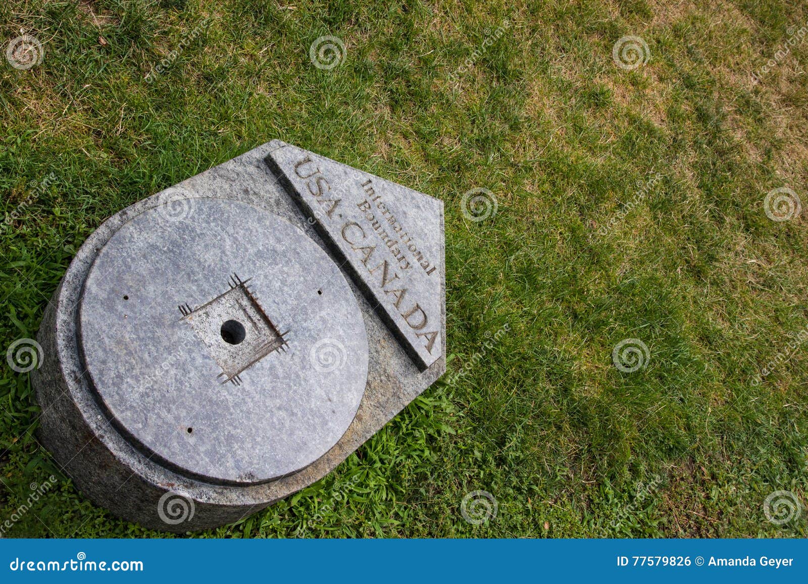 Boundary Marker Border Stone In Forest Border, Mountains Stock Photo ...
