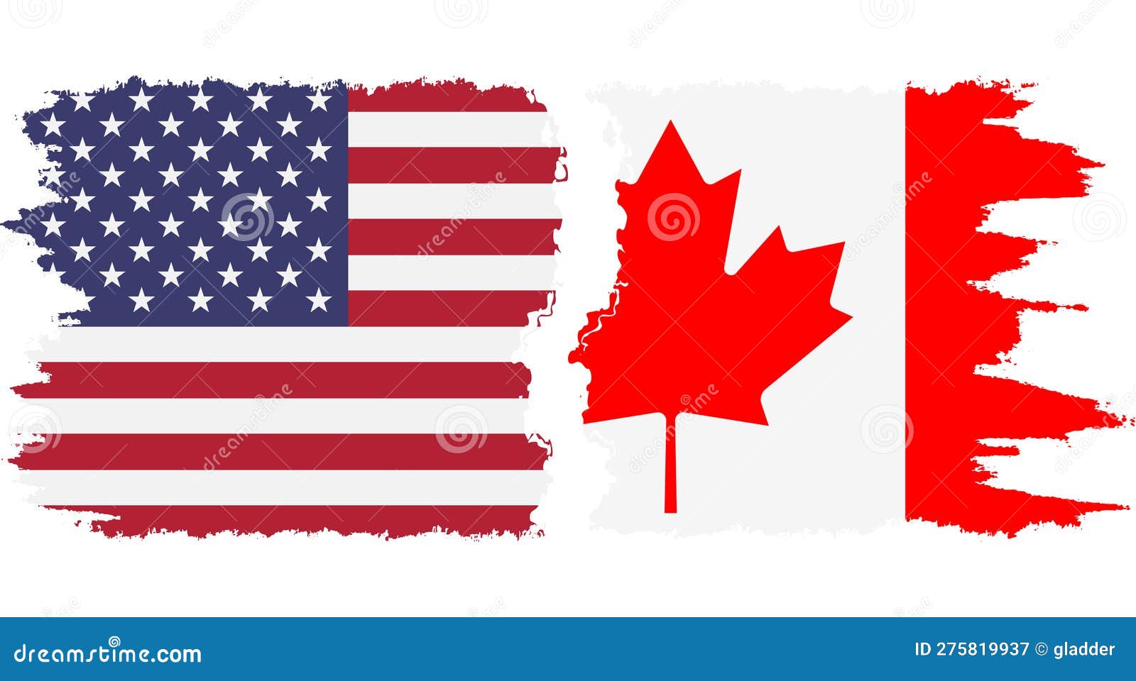 Canada and USA Grunge Flags Connection Vector Stock Vector ...