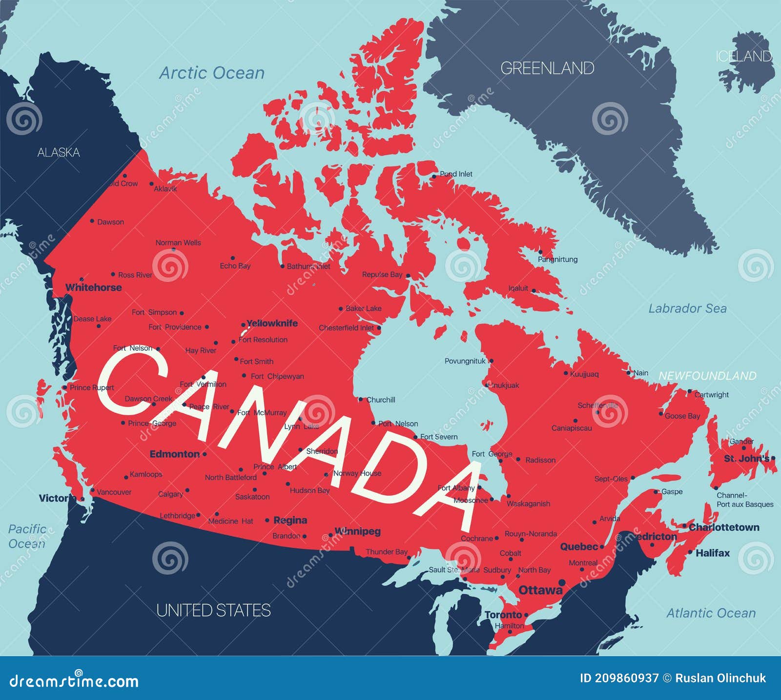 Canada vector editable map stock vector. Illustration of labrador ...