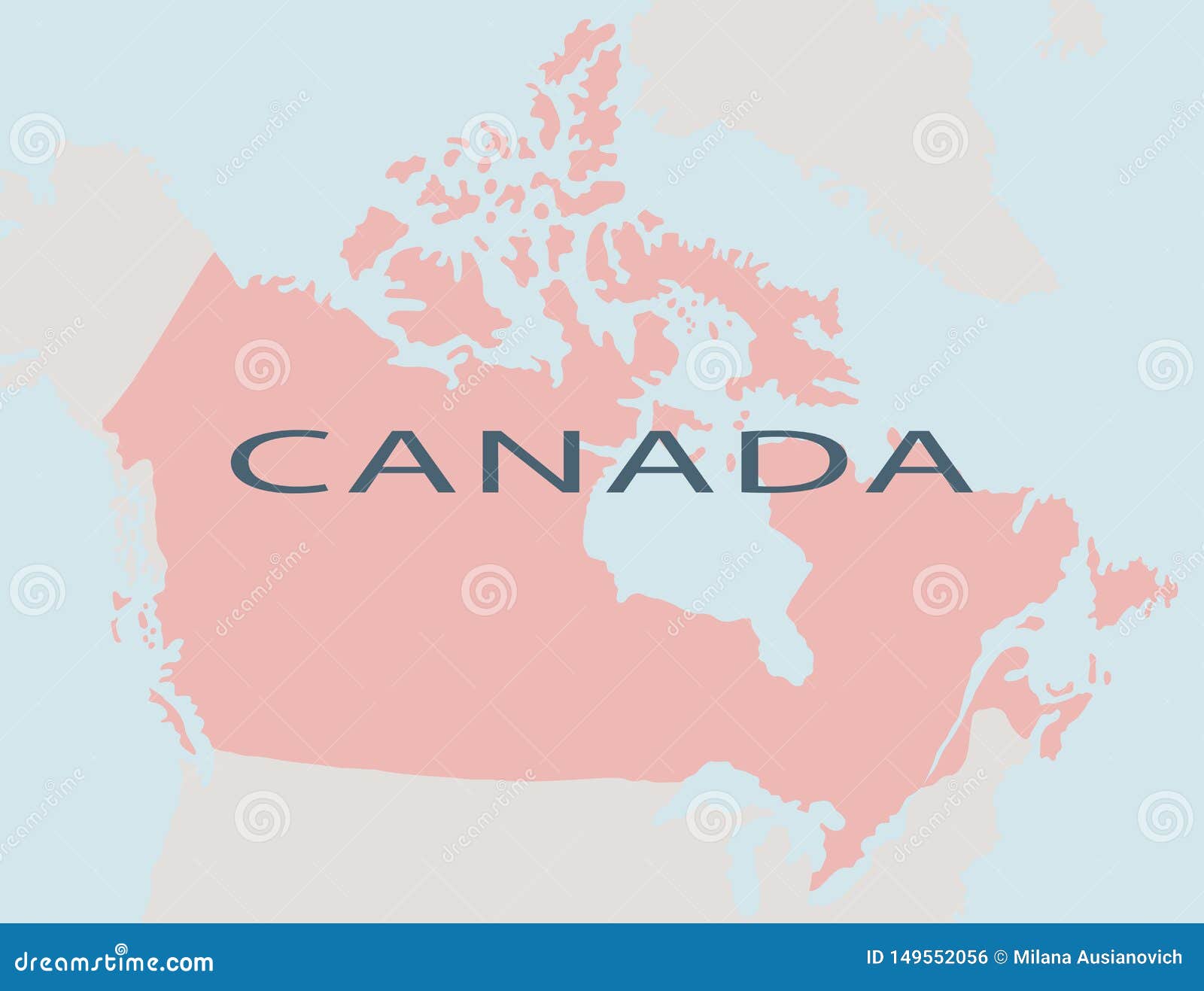 Canada Vector Map . Country Contour in the Context of Continent Stock ...