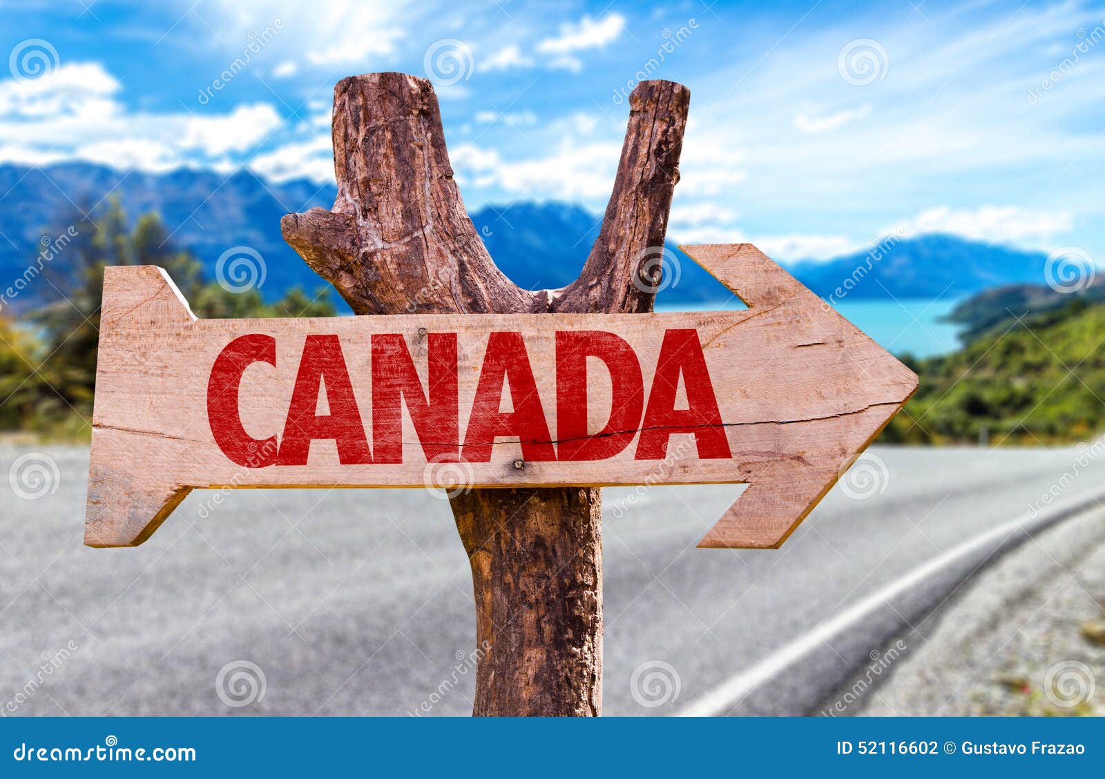 Canada Wooden Sign with a Road Background Stock Photo - Image of ...