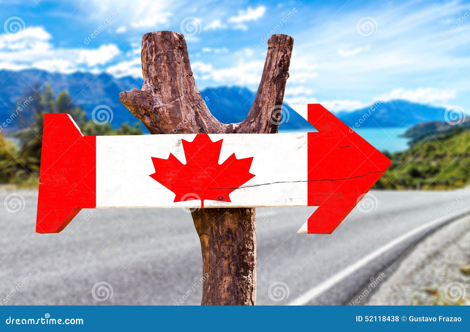 Canada Wooden Sign with a Road Background Stock Photo - Image of ...