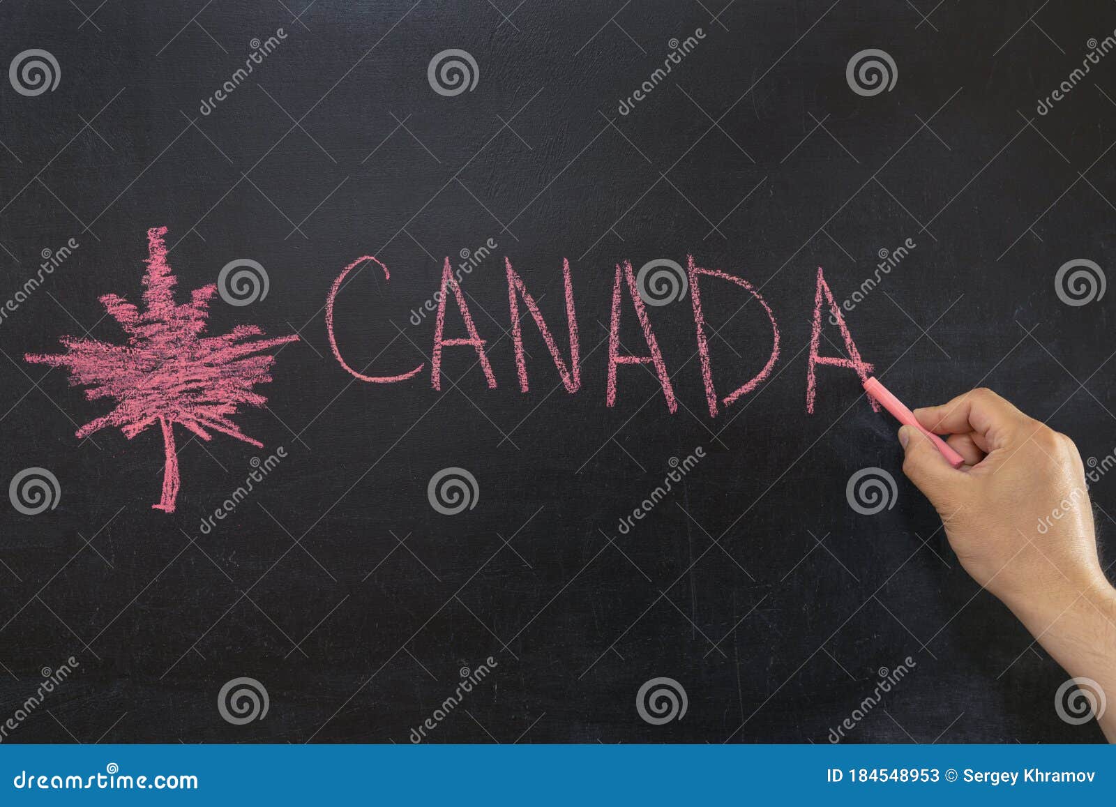 Canada Word on a Chalkboard and Symbol. Red Maple Leaf Stock Image ...