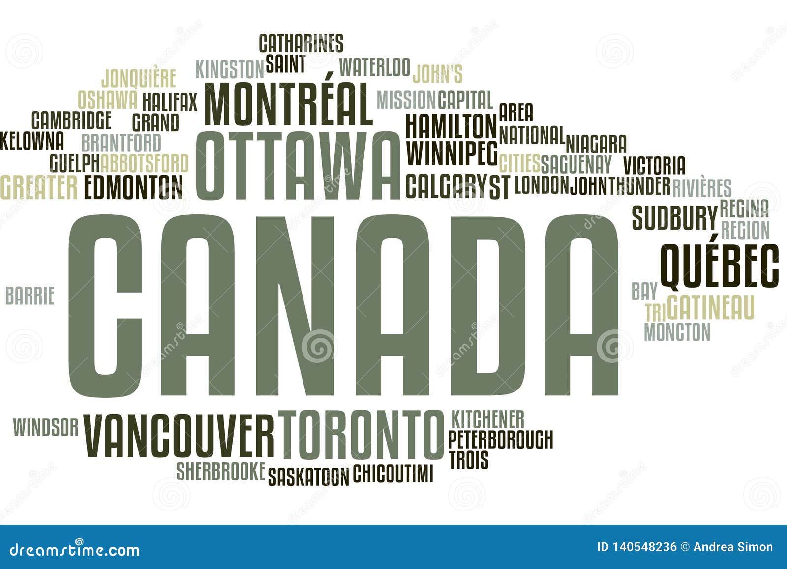 Canada word cloud stock illustration. Illustration of barrie - 140548236