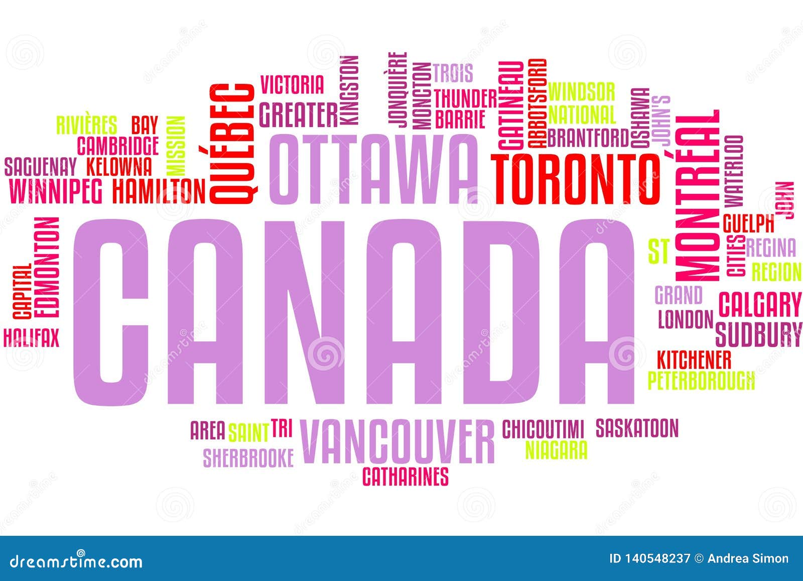 Canada word cloud stock illustration. Illustration of city - 140548237