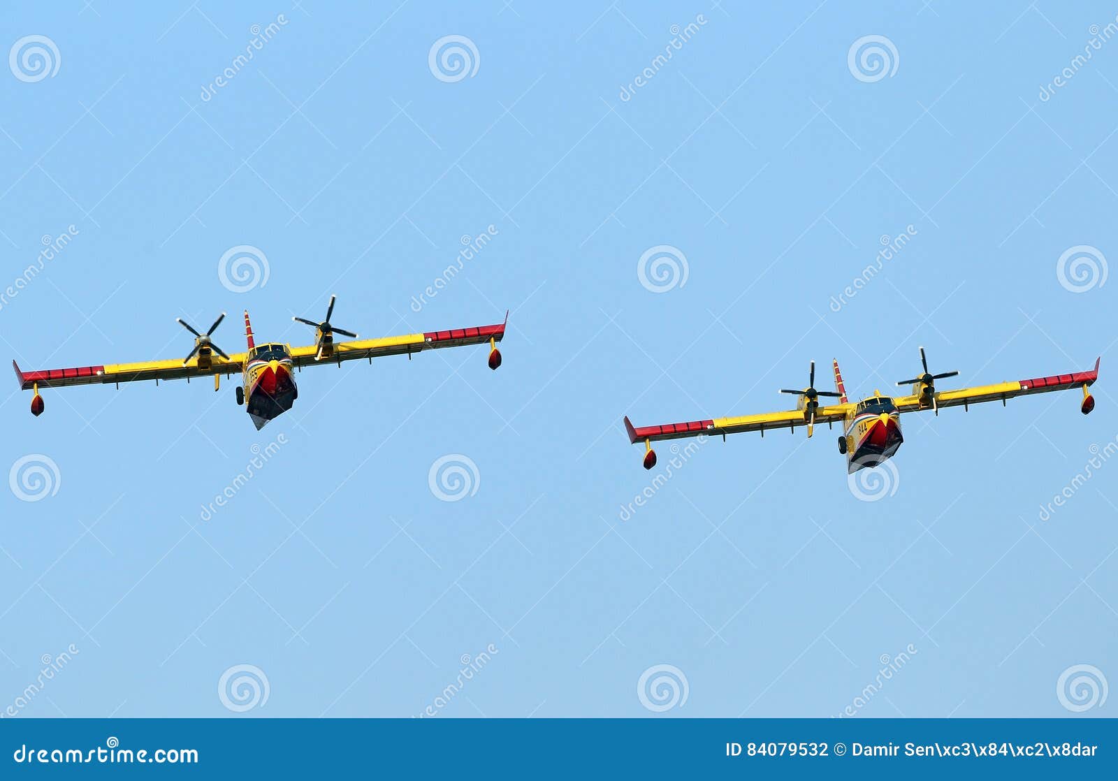Canadair Fire-fighting Aircrafts Stock Photo - Image of yellow ...