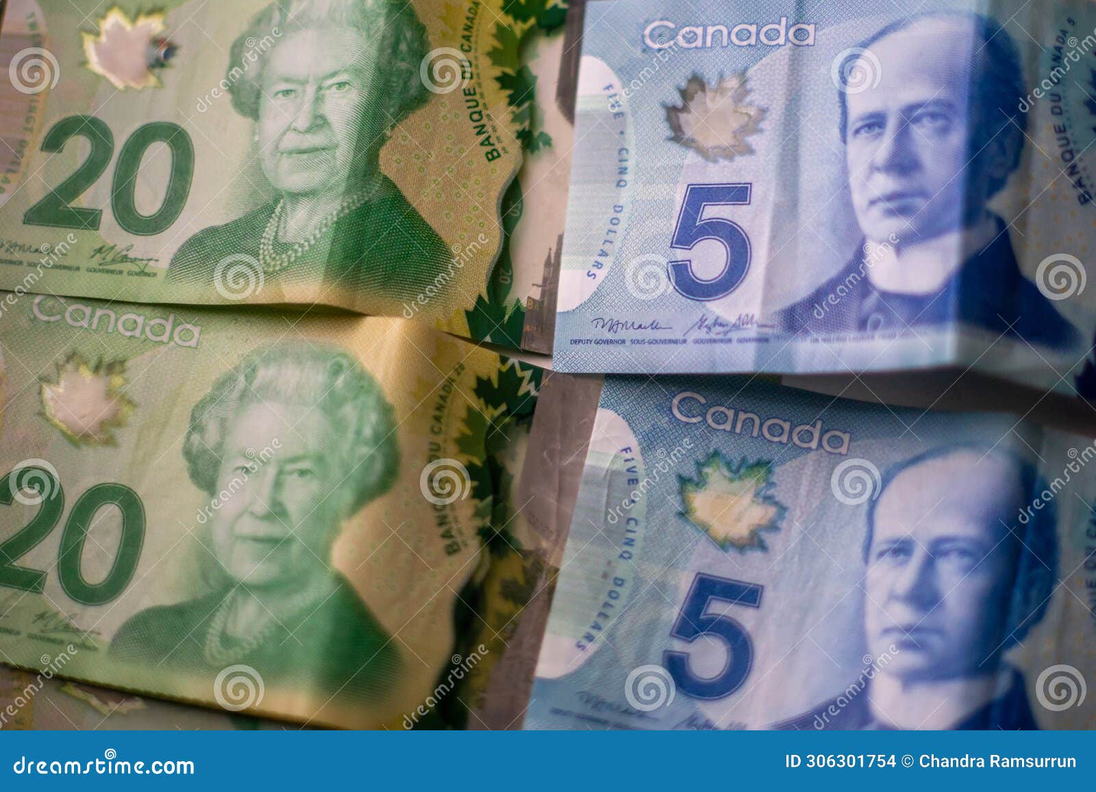 Canadian Banknotes Laid on a Table Editorial Stock Image - Image of ...