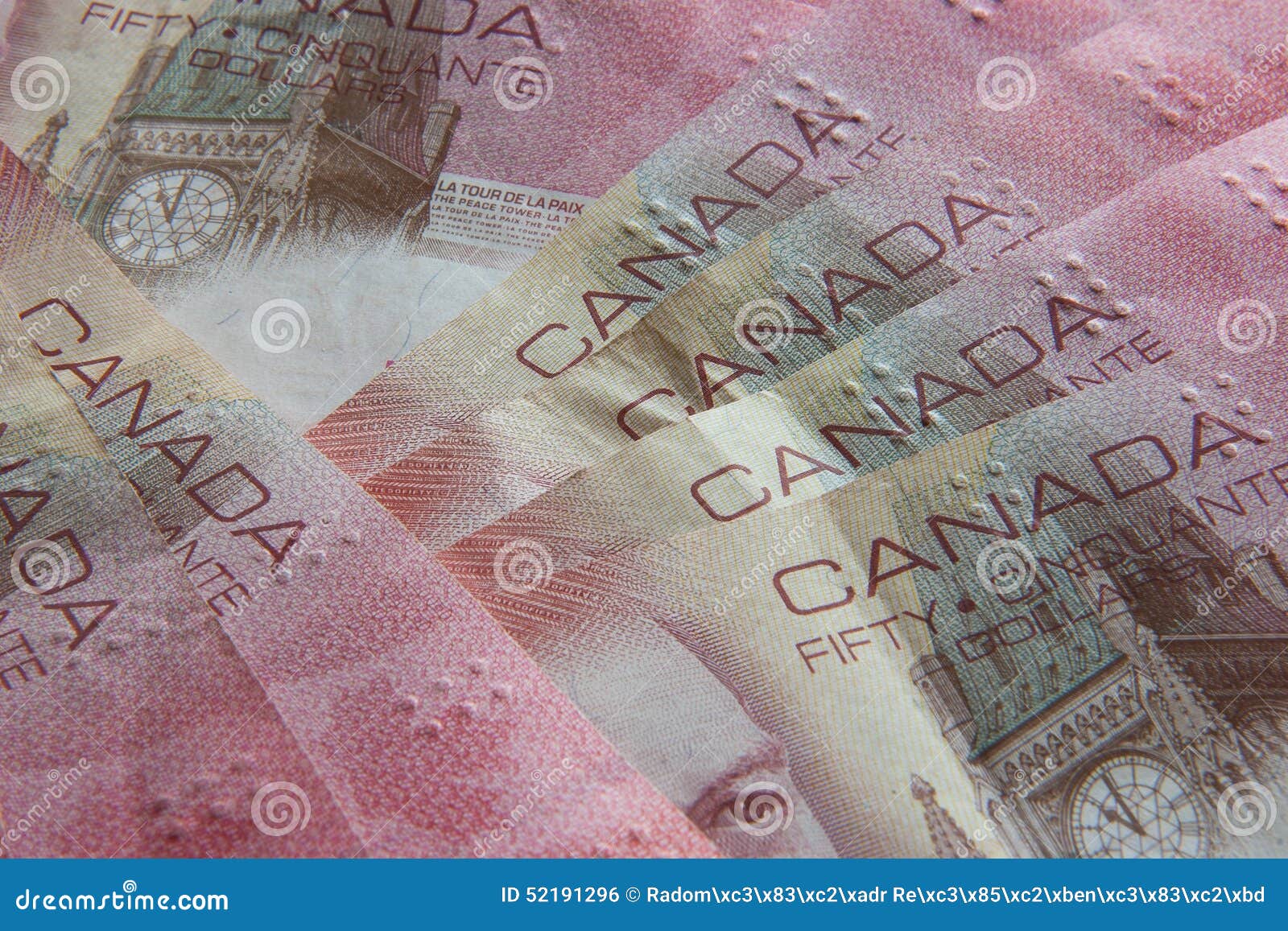 Canadian Banknotes of the Same Value Stock Photo - Image of bank, money ...
