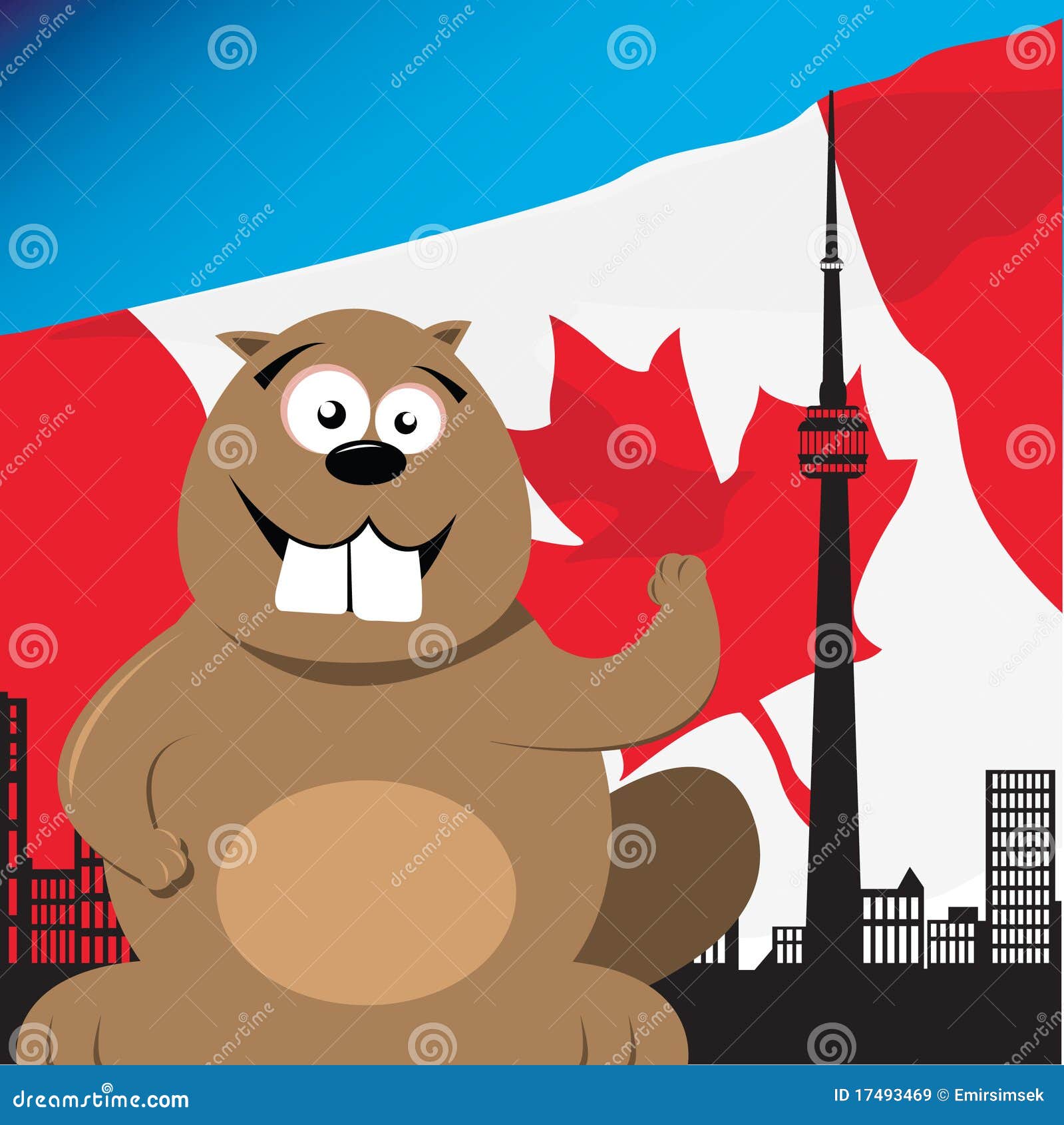 Canadian Beaver stock vector. Illustration of line, building - 17493469
