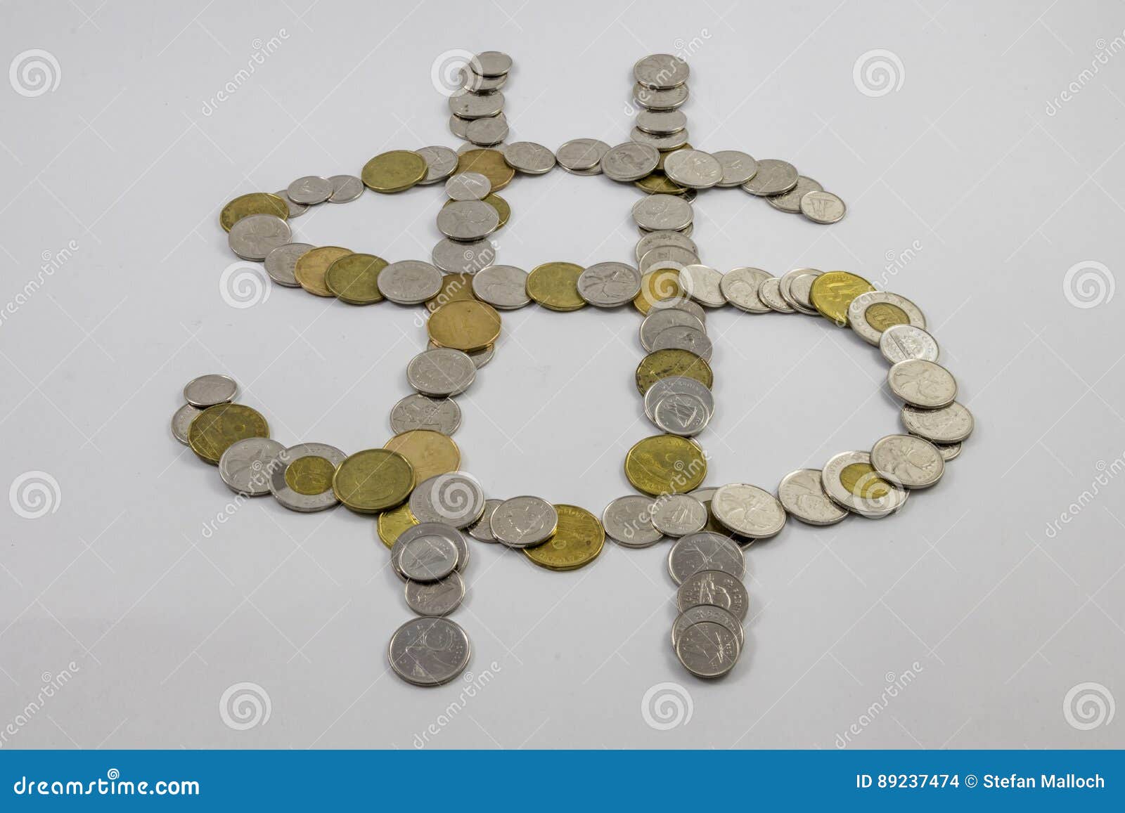 Canadian Change Arranged in the Shape of a Money Sign Angled Editorial ...