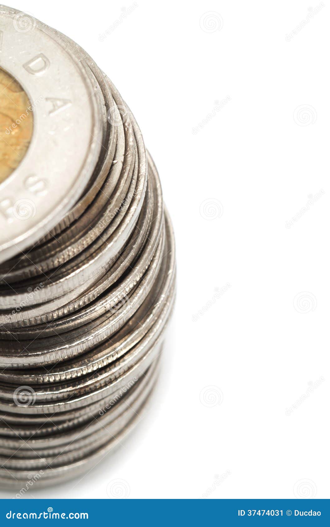 Canadian Dollar Coins Stack on White Background Editorial Photo - Image ...