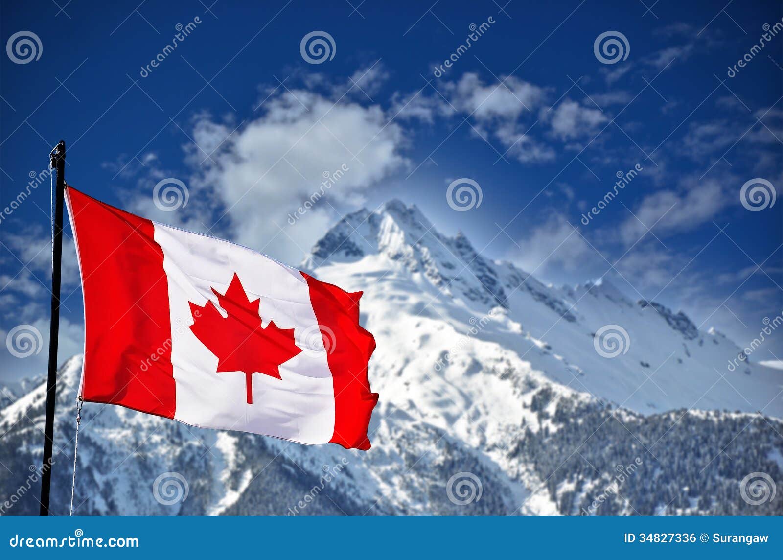 Canadian Flag and Beautiful Landscape Stock Photo - Image of adventure ...