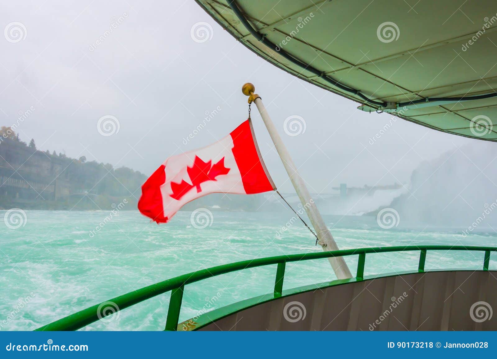 Canadian Flag on a Boat at Niagara Falls . Stock Photo - Image of ...