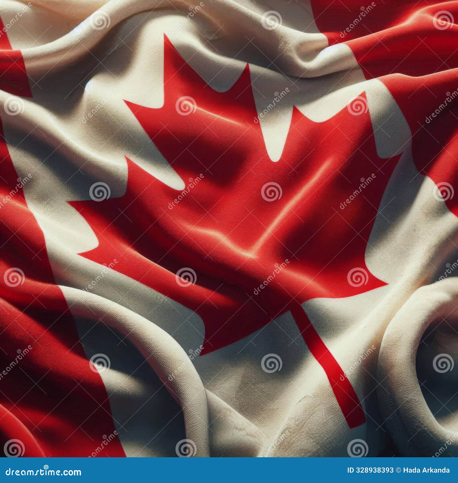 Canadian Flag Close-Up with Waving Texture Stock Illustration ...