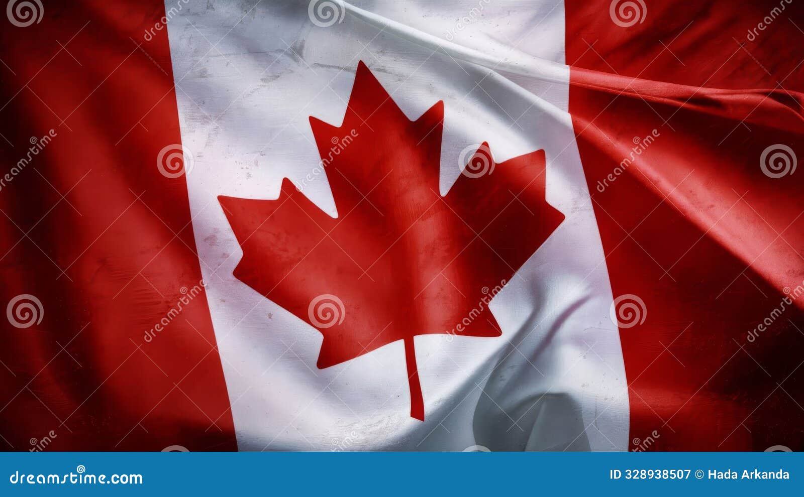 Canadian Flag Close-Up with Waving Texture Stock Illustration ...