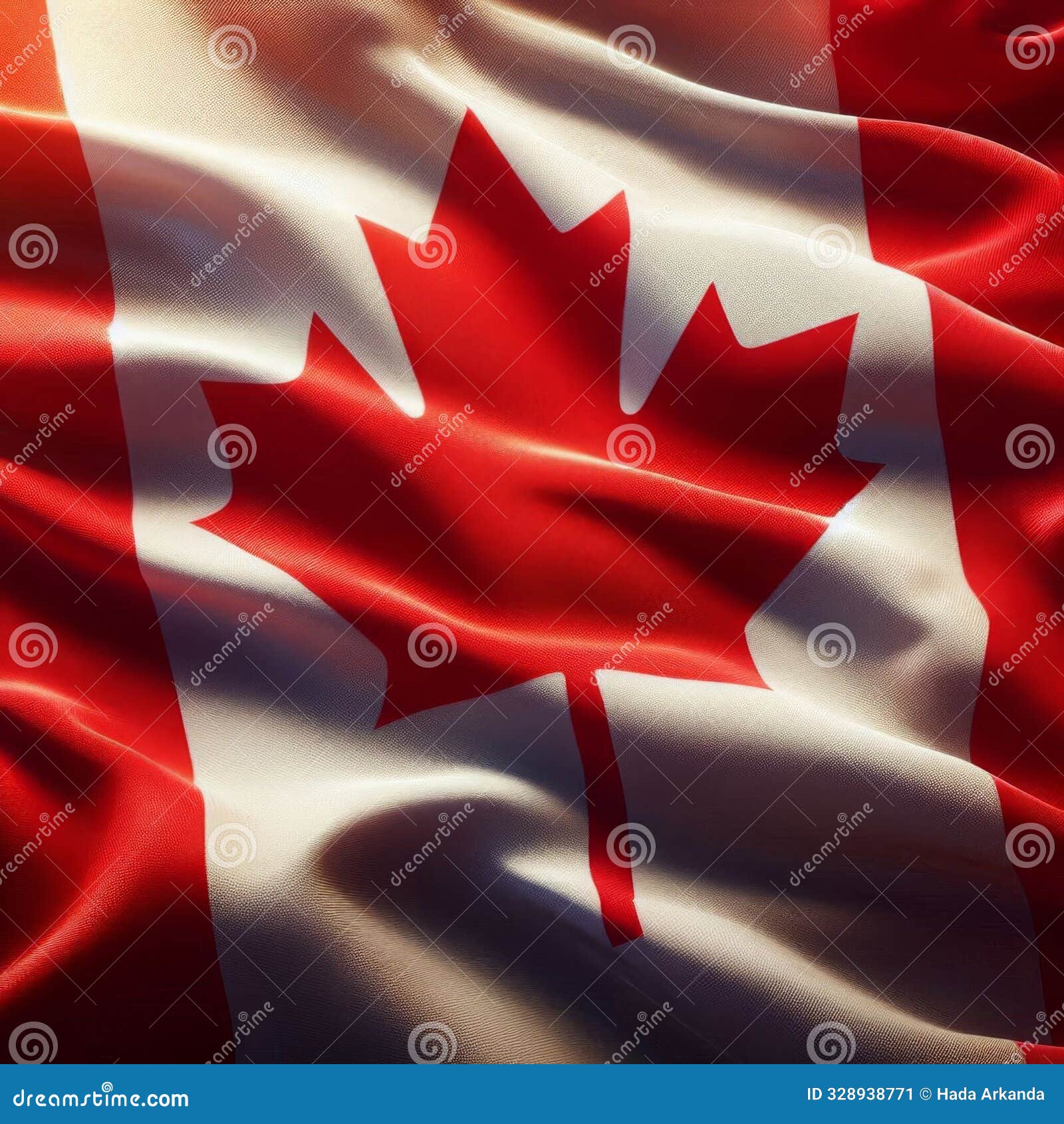 Canadian Flag Close-Up with Waving Texture Stock Illustration ...