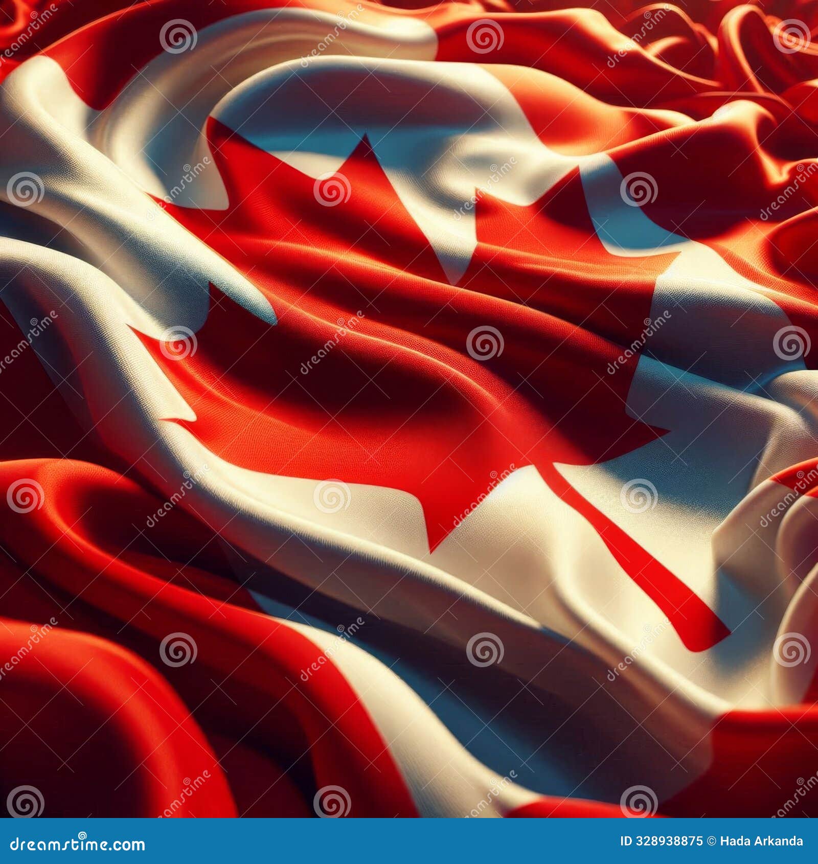 Canadian Flag Close-Up with Waving Texture Stock Illustration ...