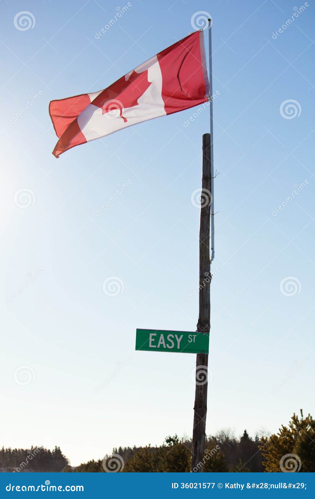 Canadian Flag and an Easy St Sign Stock Image - Image of travel, easy ...