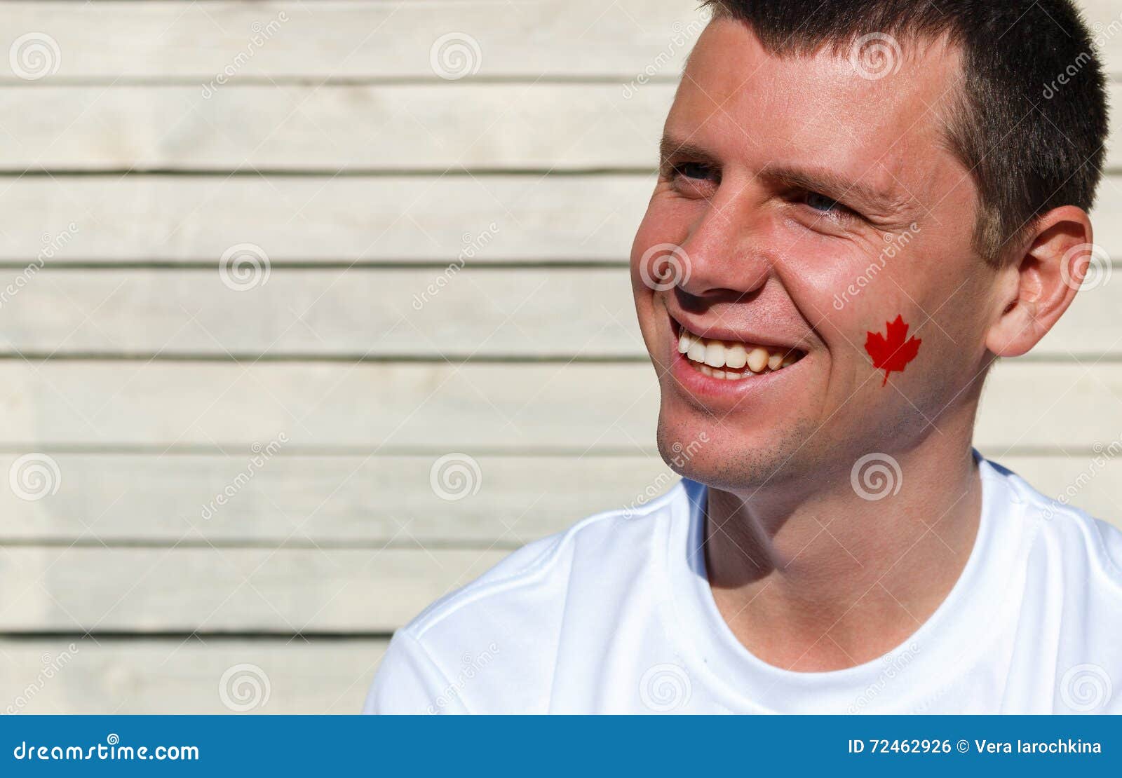Canadian Flag on the Face of Young Man Stock Photo - Image of culture ...