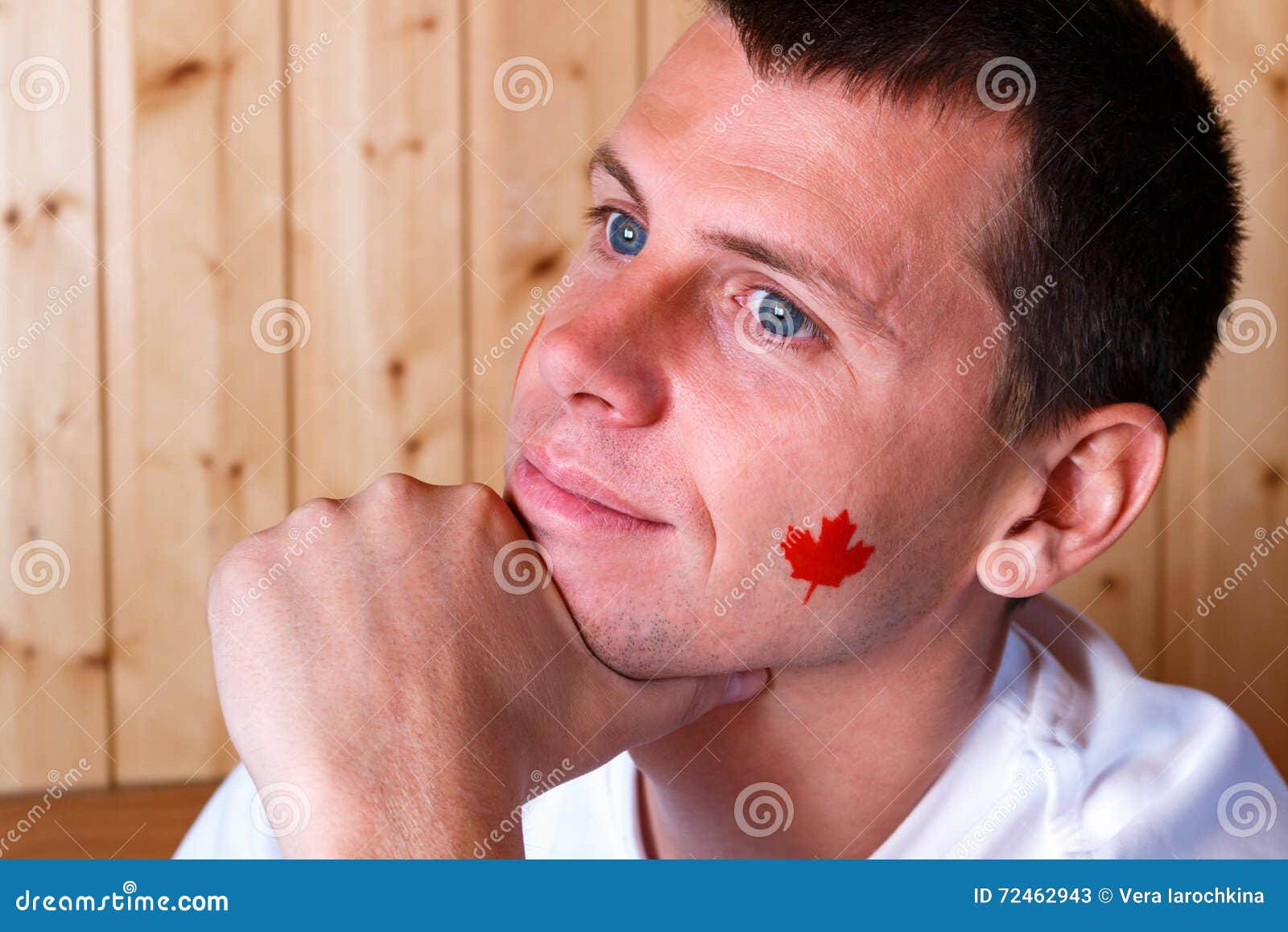 Canadian Flag on the Face of Young Man Stock Image - Image of people ...