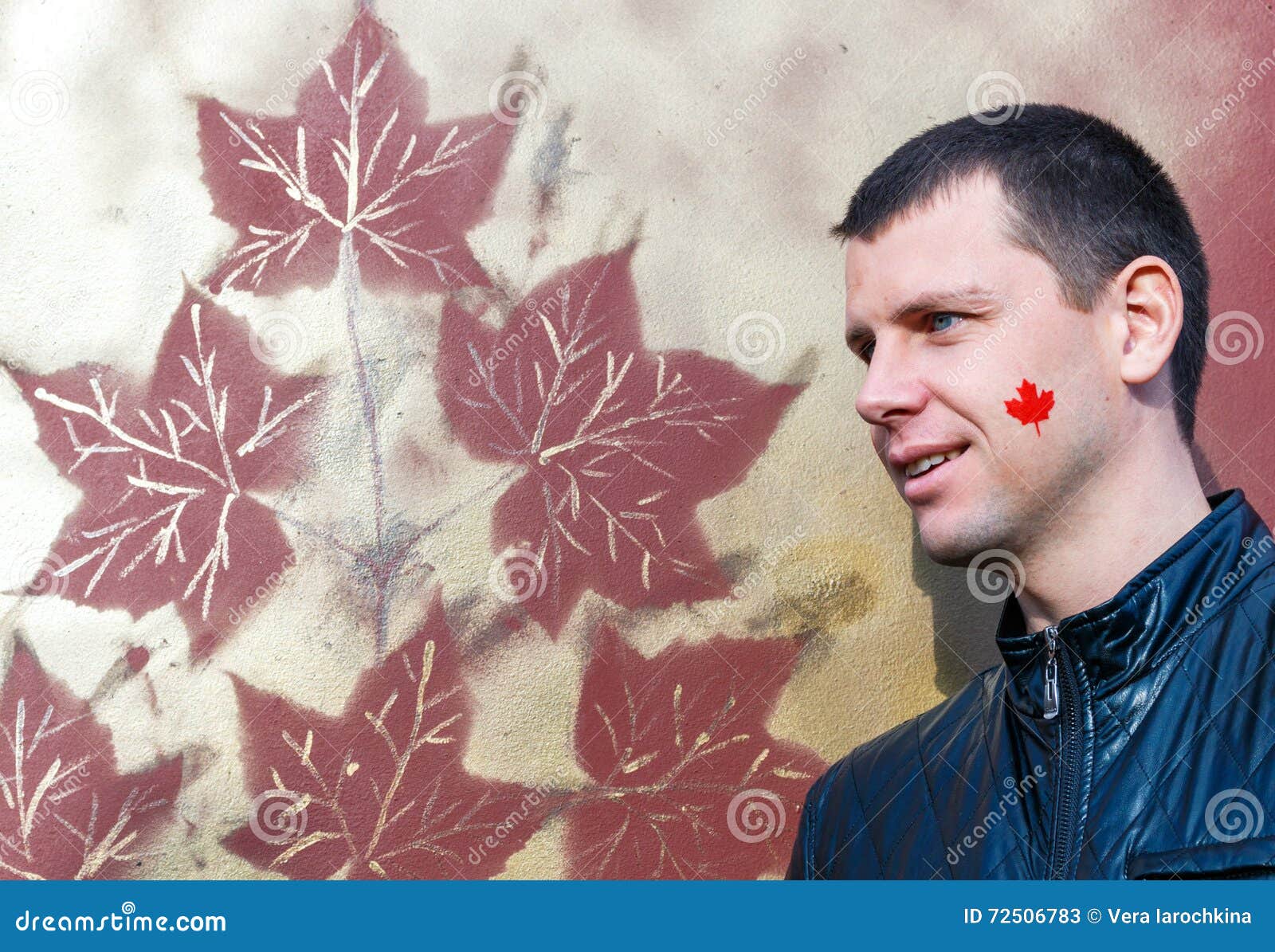 Canadian Flag on the Face of Young Man Stock Image - Image of canadian ...