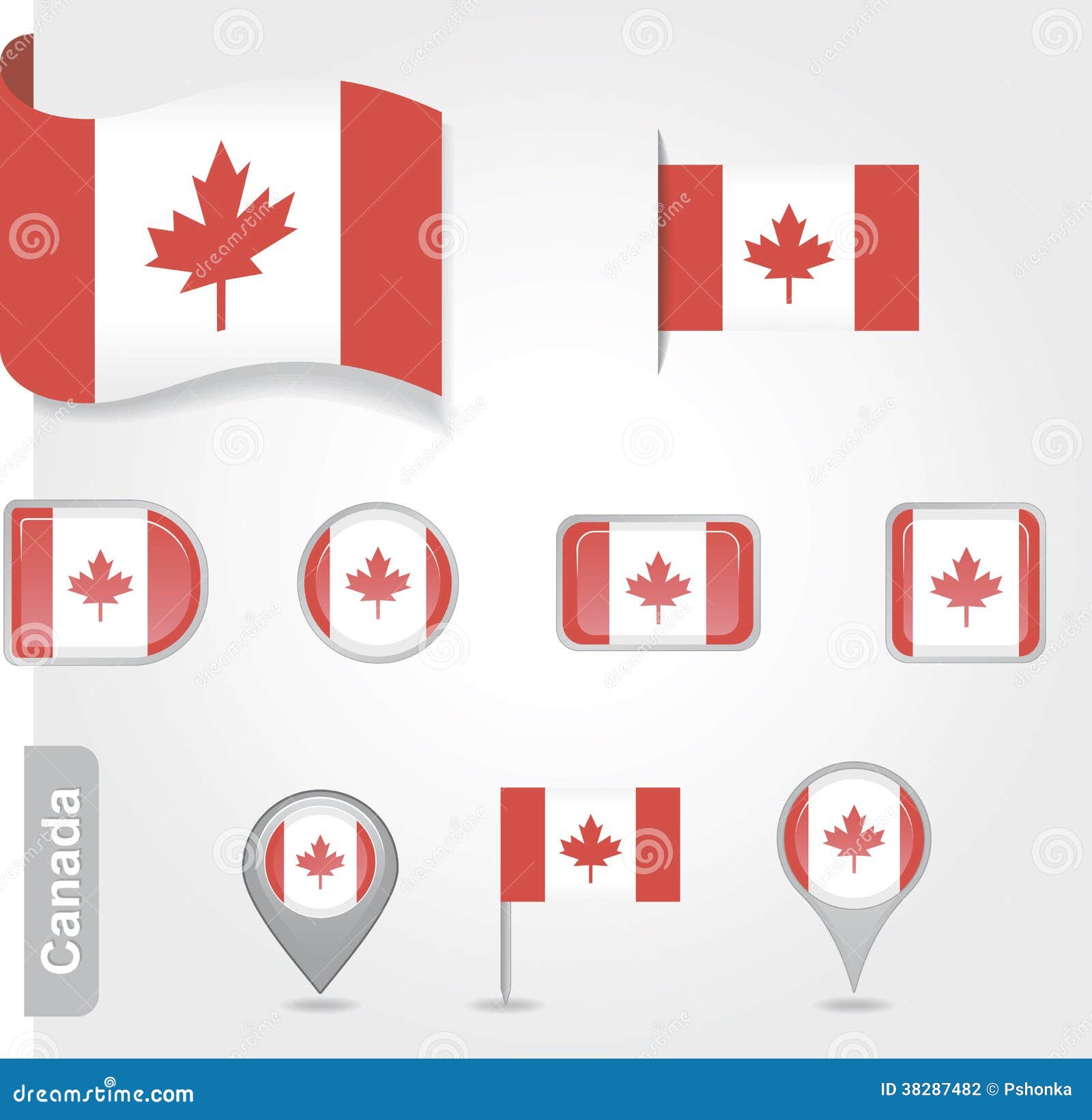 The Canadian Flag - Set of Icons and Flags Stock Vector - Illustration ...