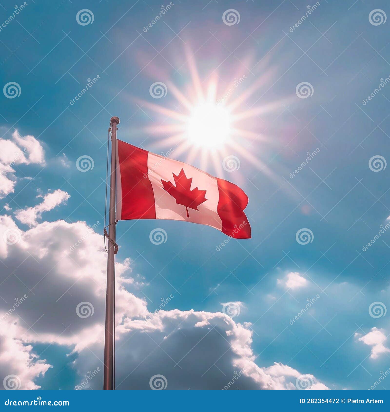 Canadian Flag in the Sky, Generative AI Stock Illustration ...
