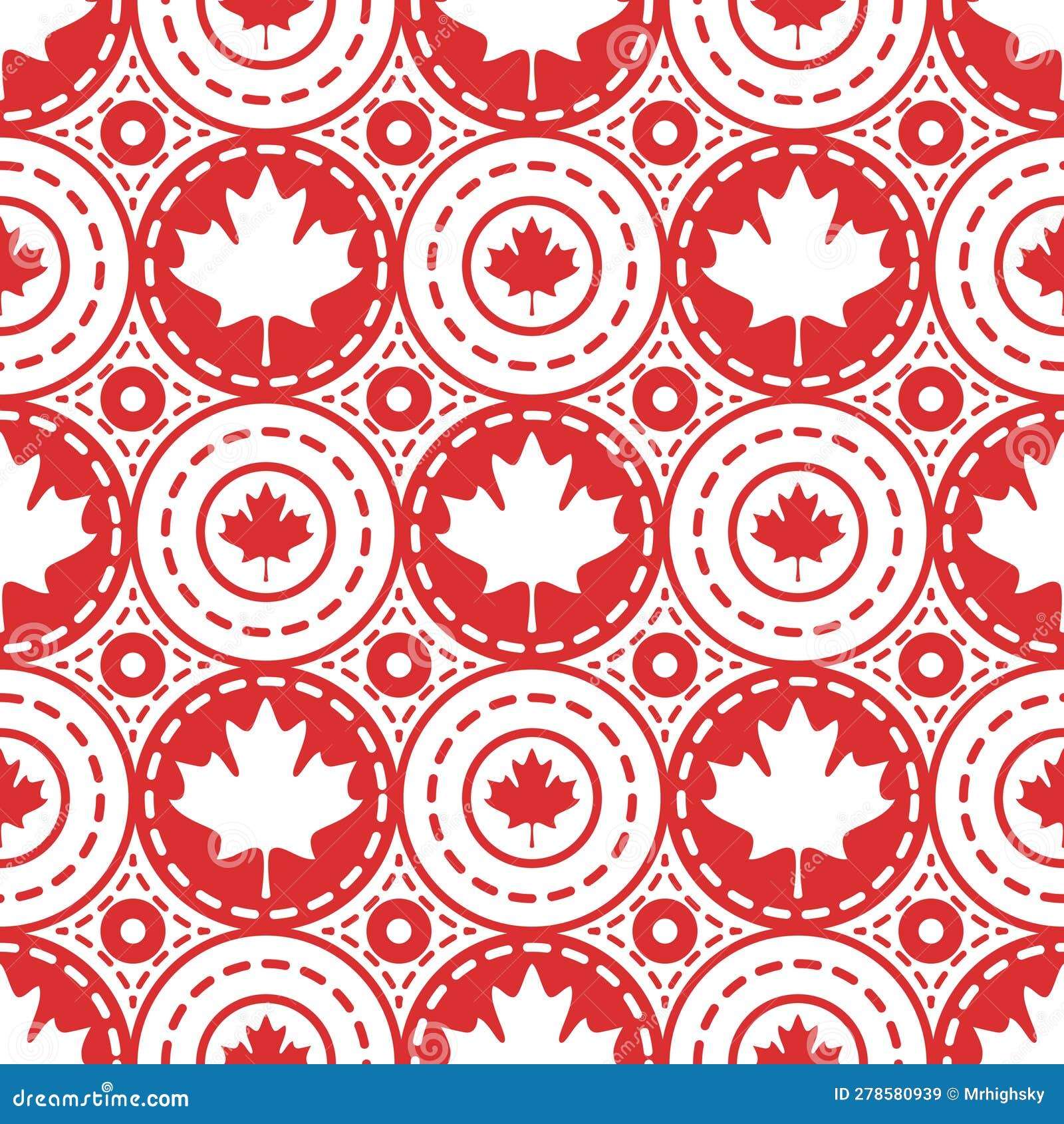 Canadian Flag Themed Maples Leaves Red Pattern Stock Vector ...