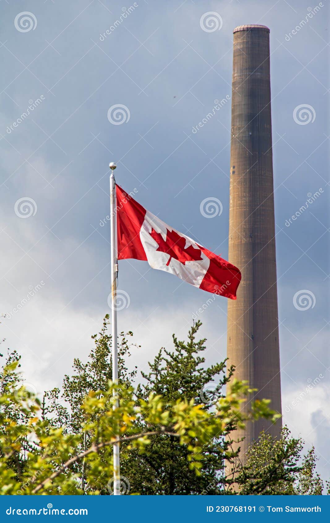 Inco Superstack and Canada Flag in Sudbury, Ontario Stock Image - Image ...