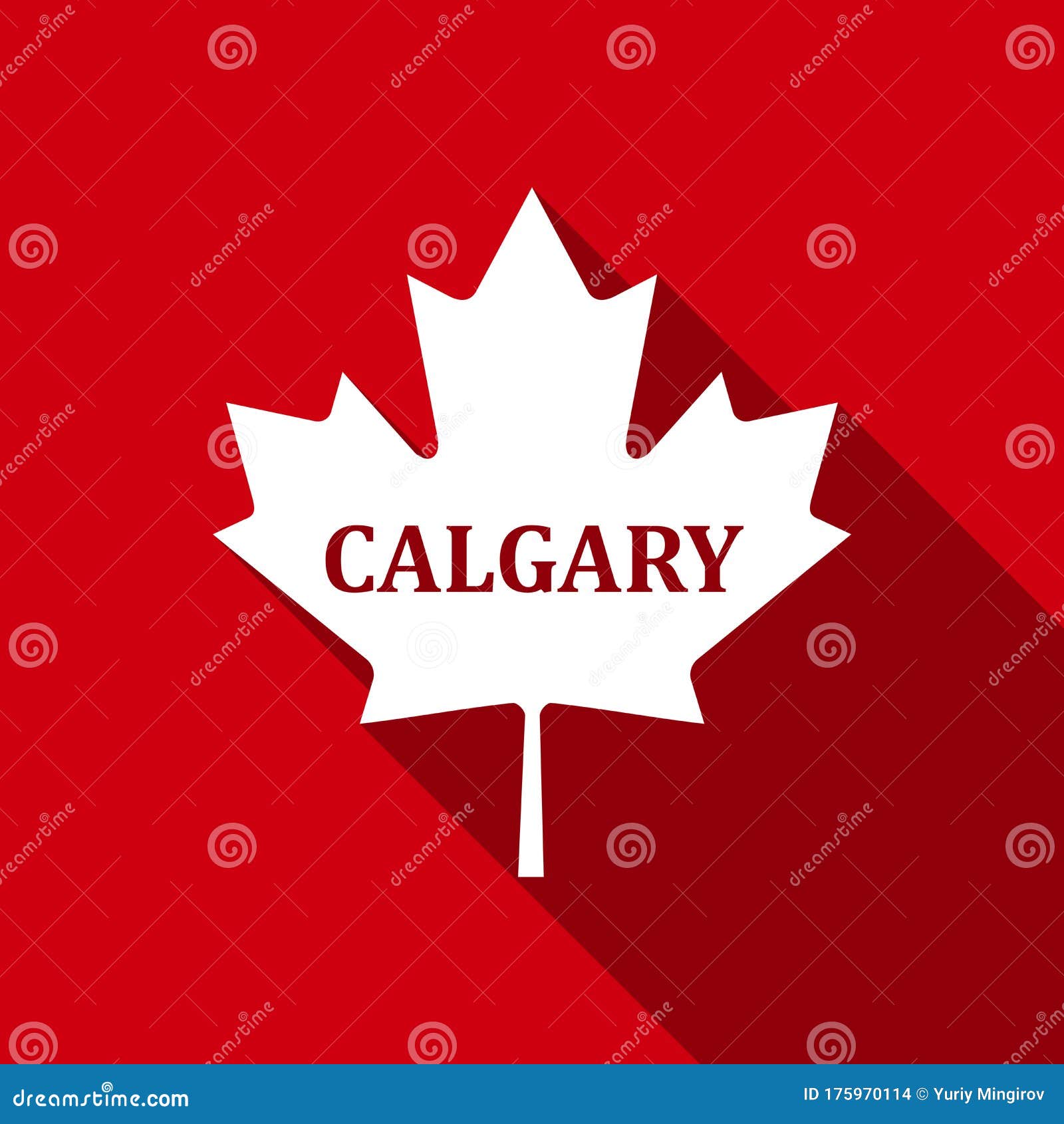 Canadian Maple Leaf with City Name Calgary Flat Icon with Long Shadow ...