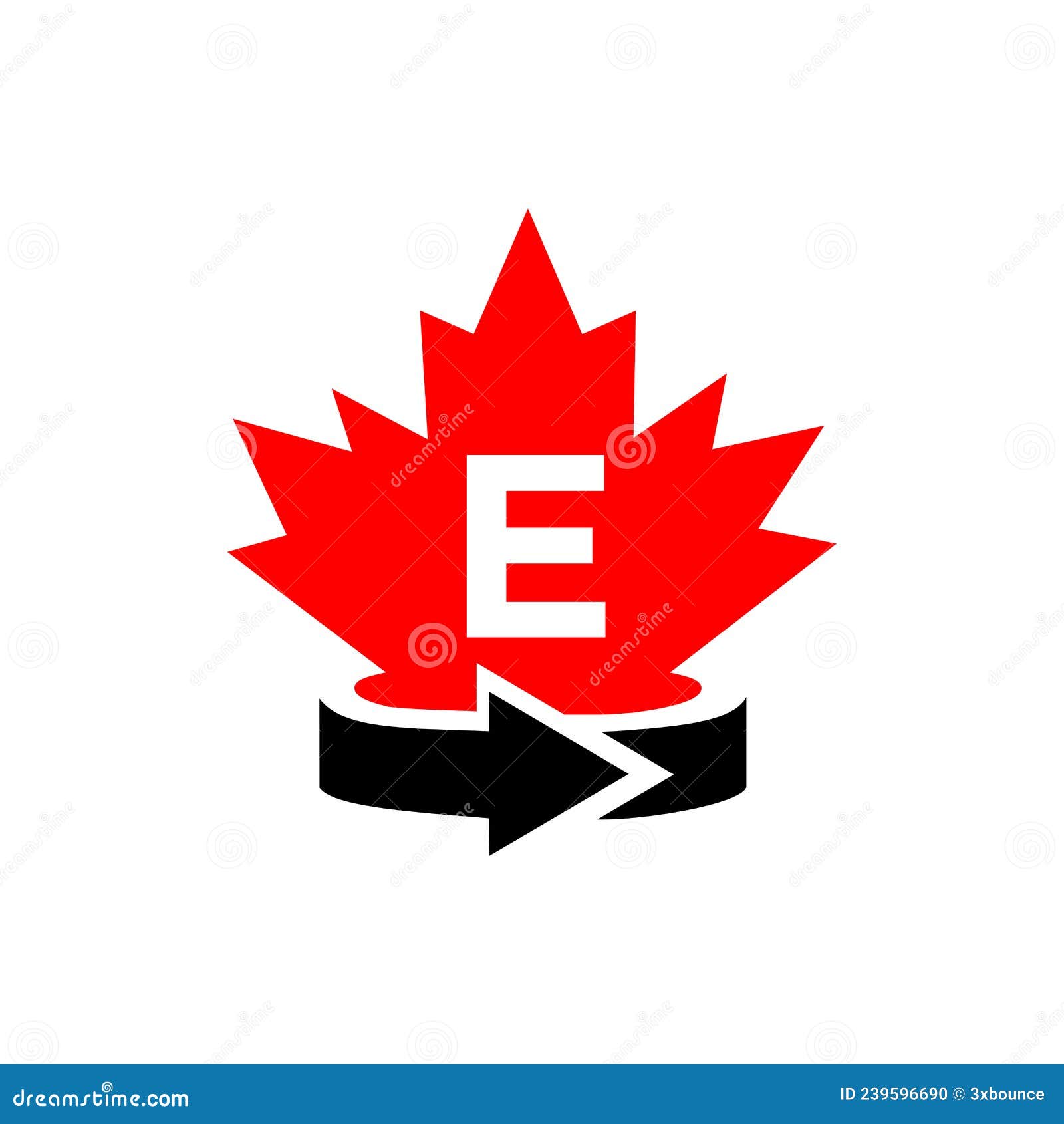 Canadian Maple Leaf Logo Design on Letter E Template. Red Maple ...