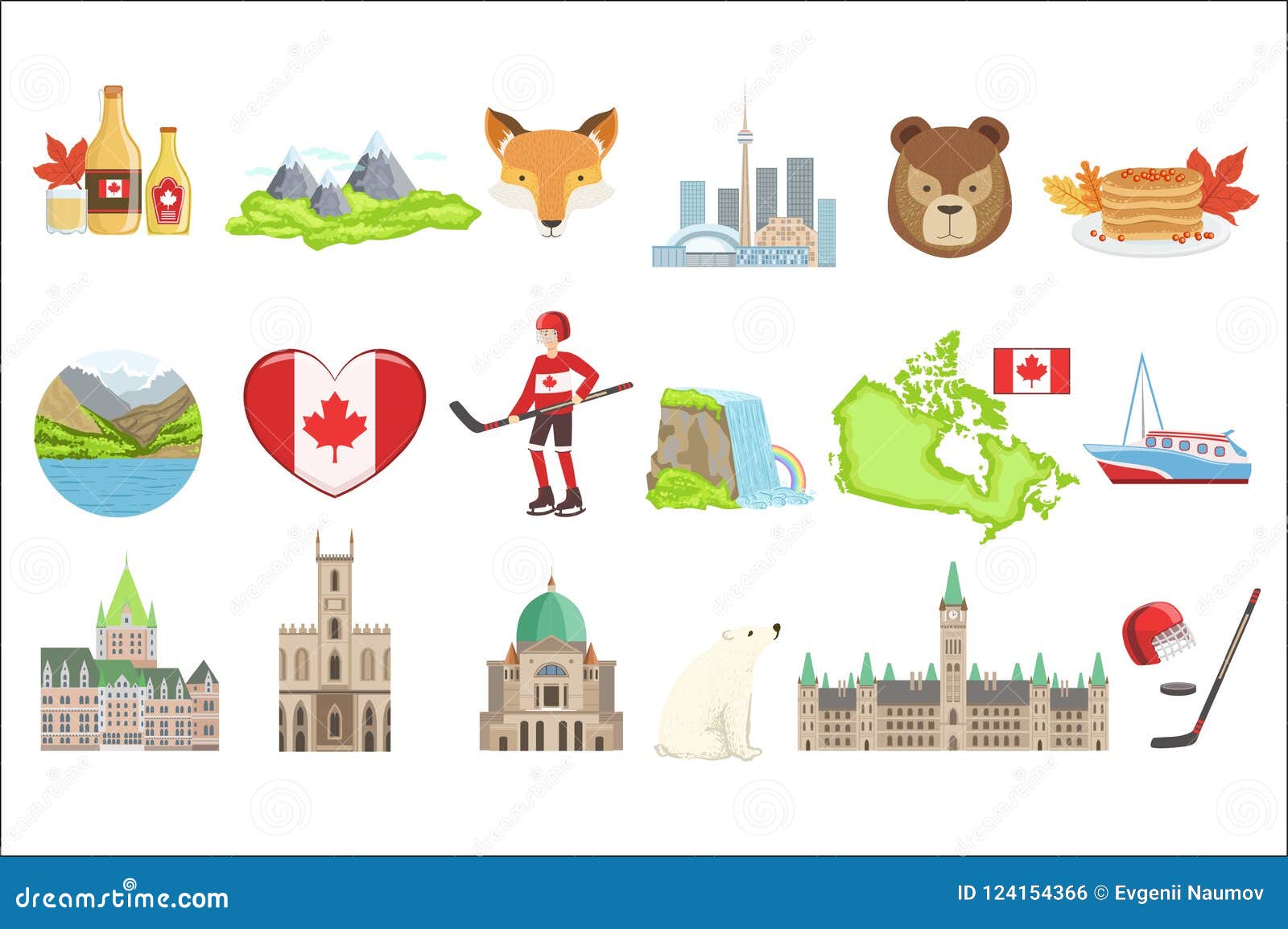 Canadian National Symbols Set of Items. Isolated Objects Representing ...