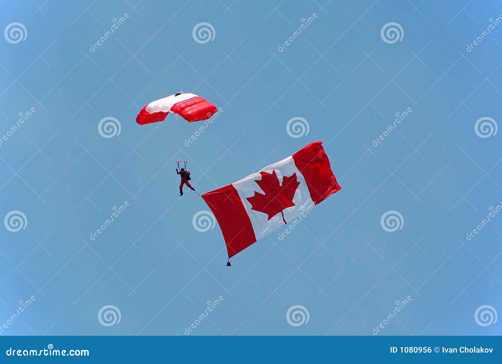 Canadian Parachutist Carrying Flag Stock Photo - Image of white ...