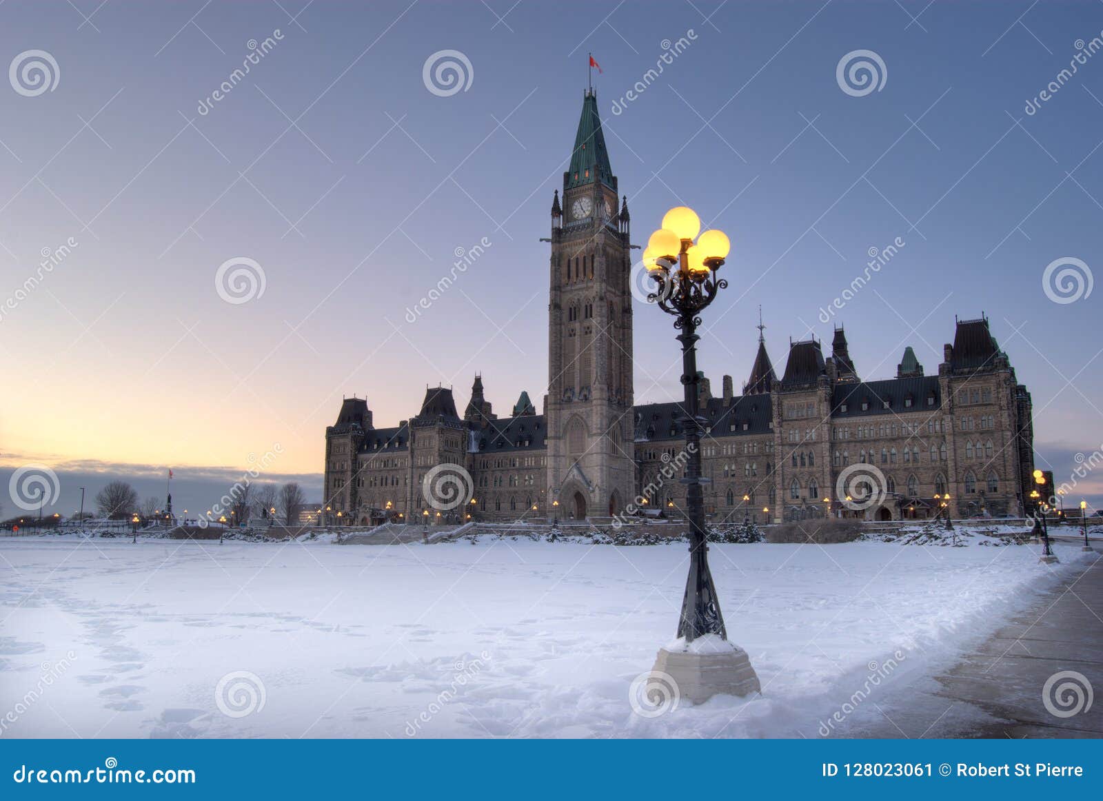 Canadian Winter Long Path Snow Admire Landscapes Stock Photo ...