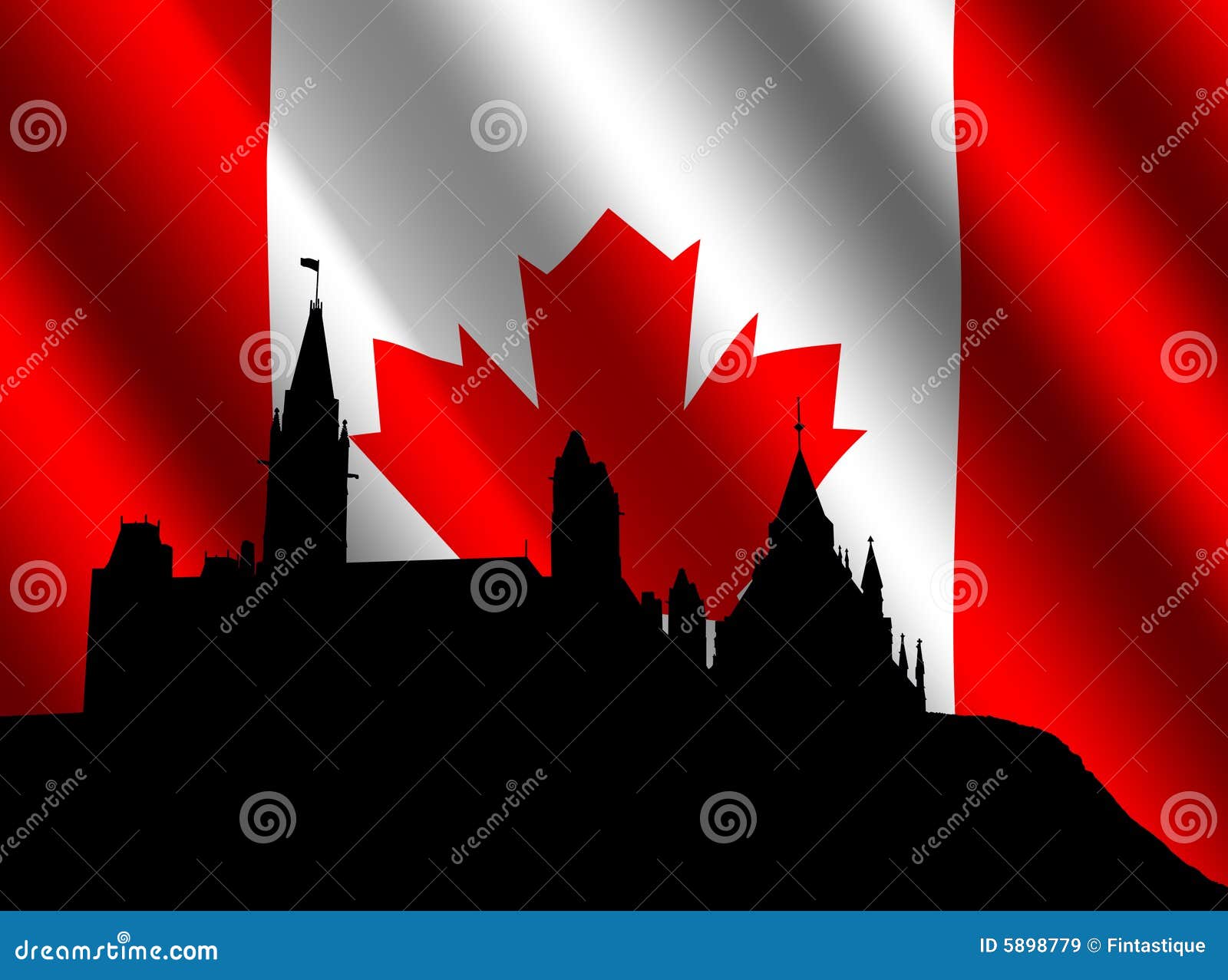 Canadian Parliament with Flag Stock Illustration - Illustration of ...