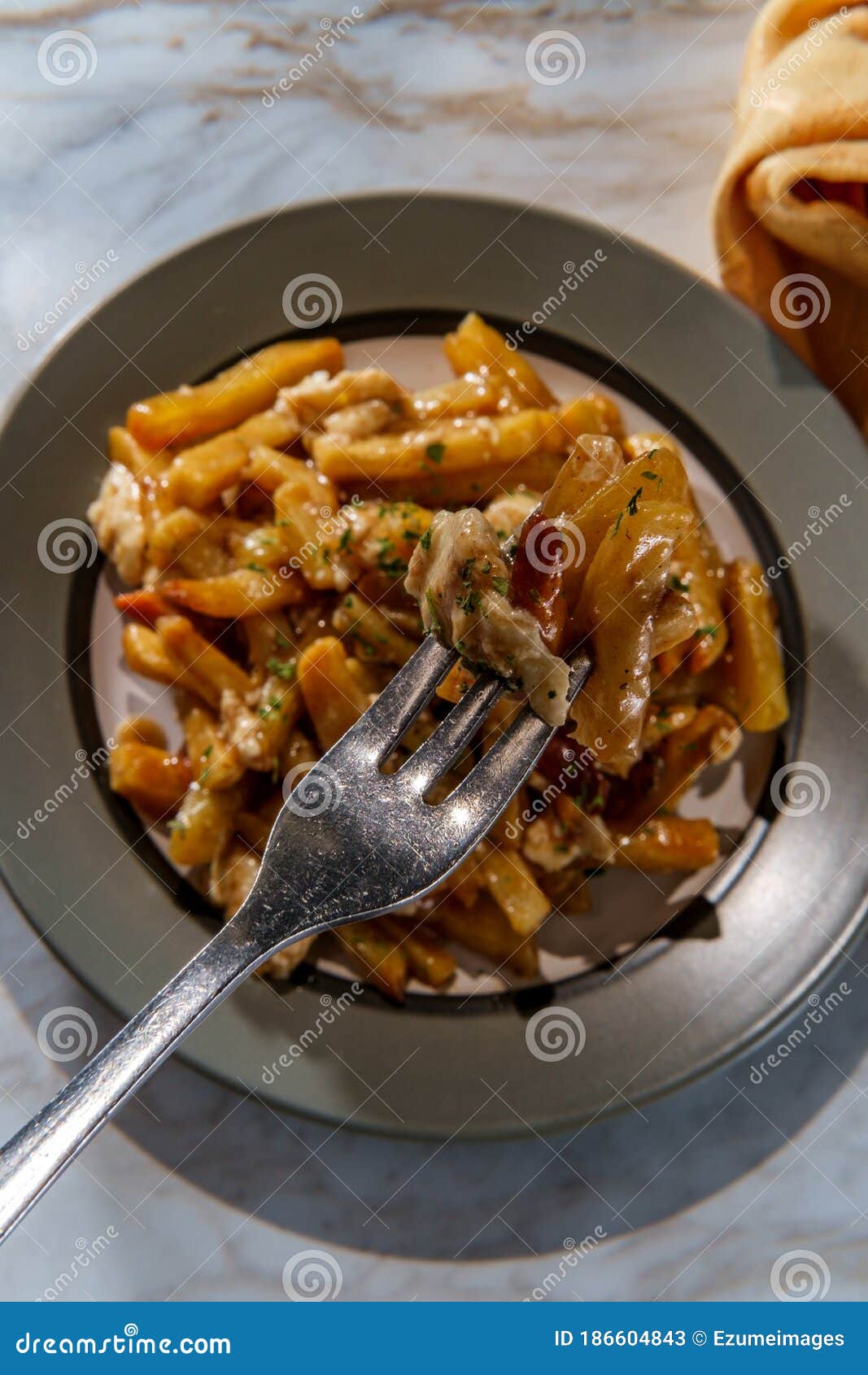 Canadian Poutine Fries stock image. Image of fresh, disco - 186604843