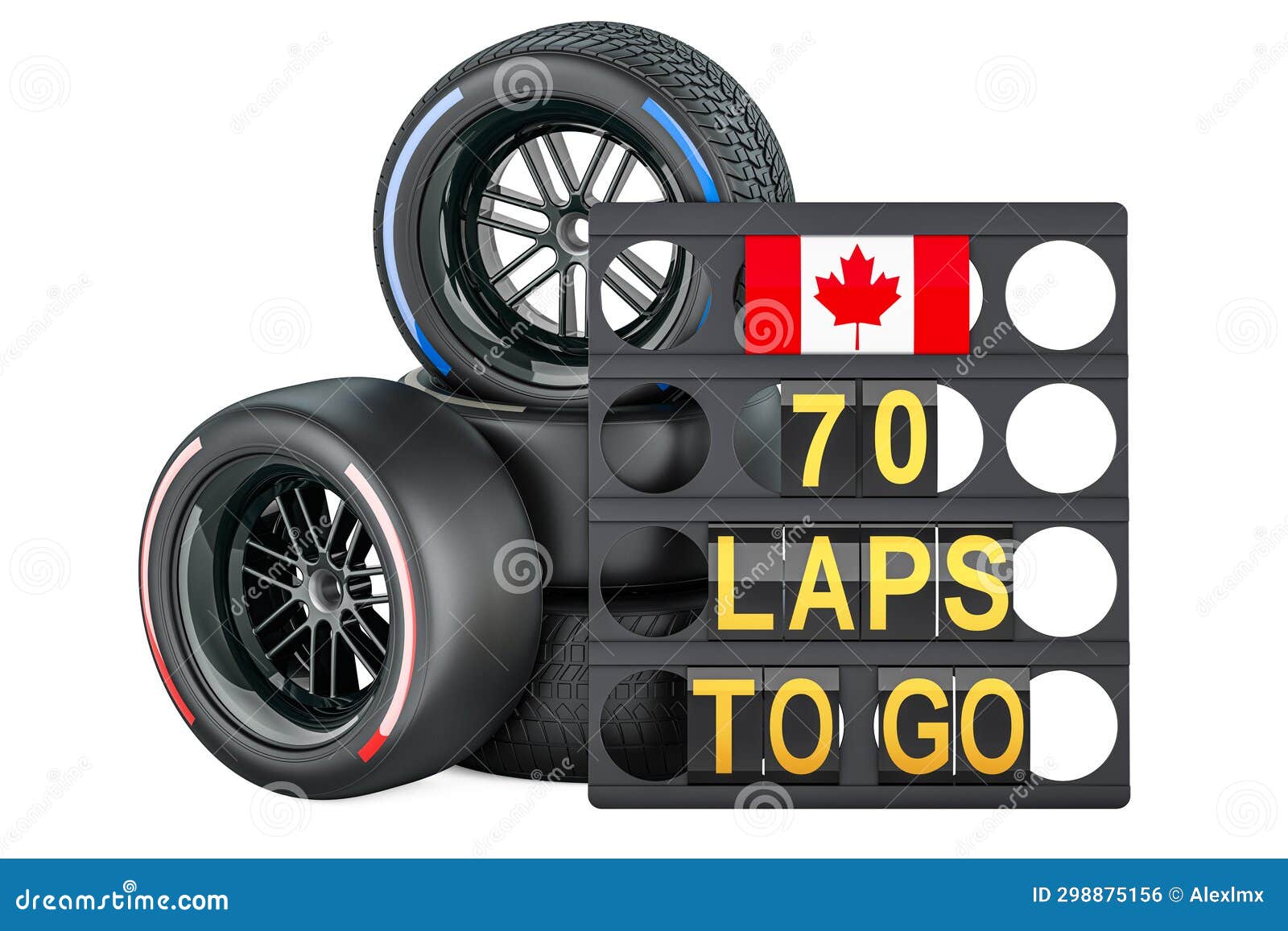 Canadian Racing, Pit Board with Flag of Canada and Racing Wheels with ...