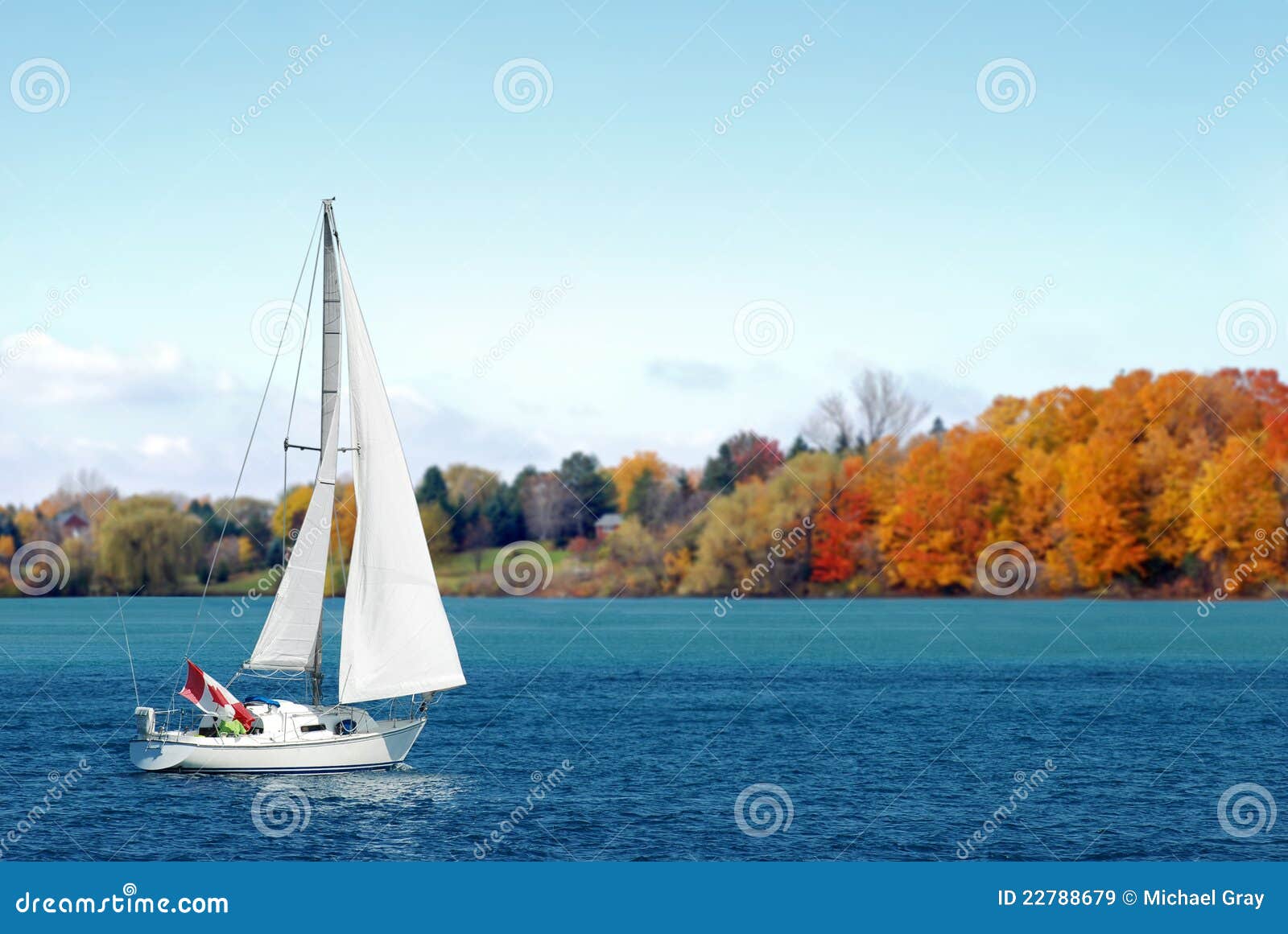 Canadian Sailboat in the Autumn Stock Image - Image of canada, lake ...