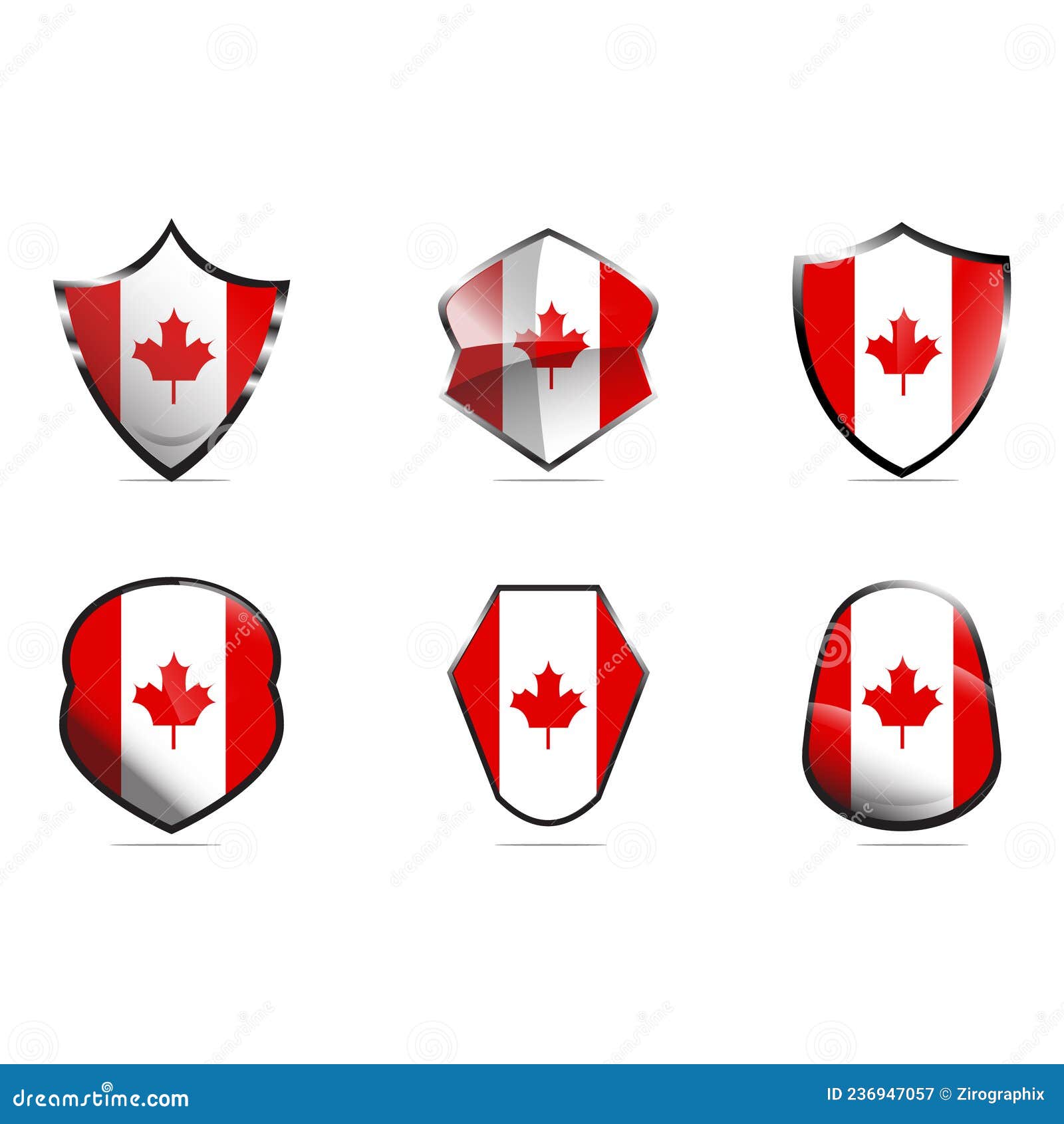 Canadian Shield Set Vector Art Illustration Stock Vector - Illustration ...