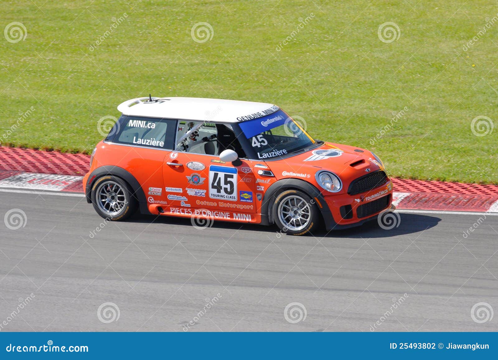 Touring Car Mini Cooper Driver With Helmet And Suit Sitting In Cockpit ...