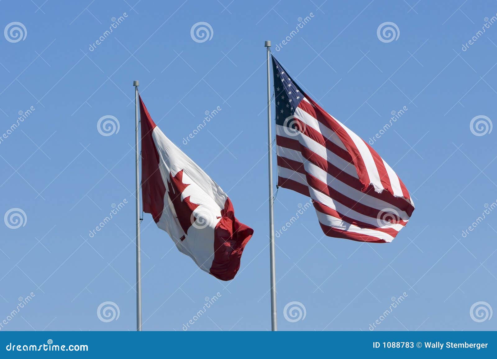 Canadian and US flags stock image. Image of flag, friends - 1088783