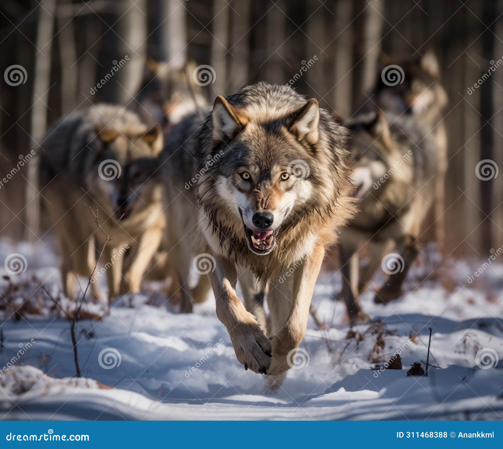 Canadian Wolf in Forest.Generative Ai Stock Illustration - Illustration ...