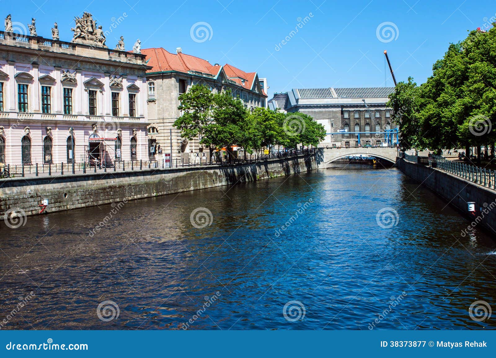 Canal in Berlin, Germany stock image. Image of building - 38373877