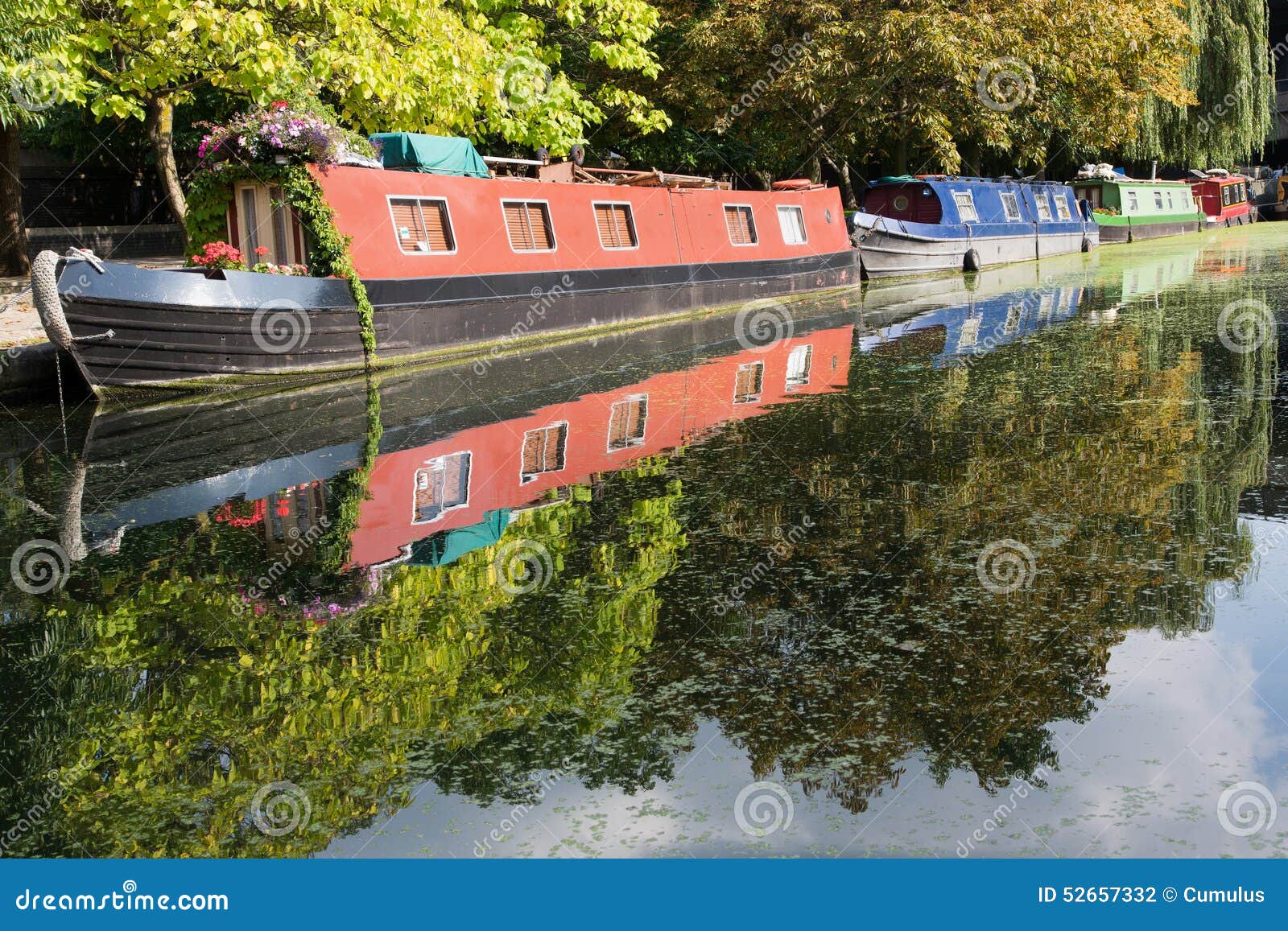 Canal boats in England. stock photo. Image of foliage - 52657332
