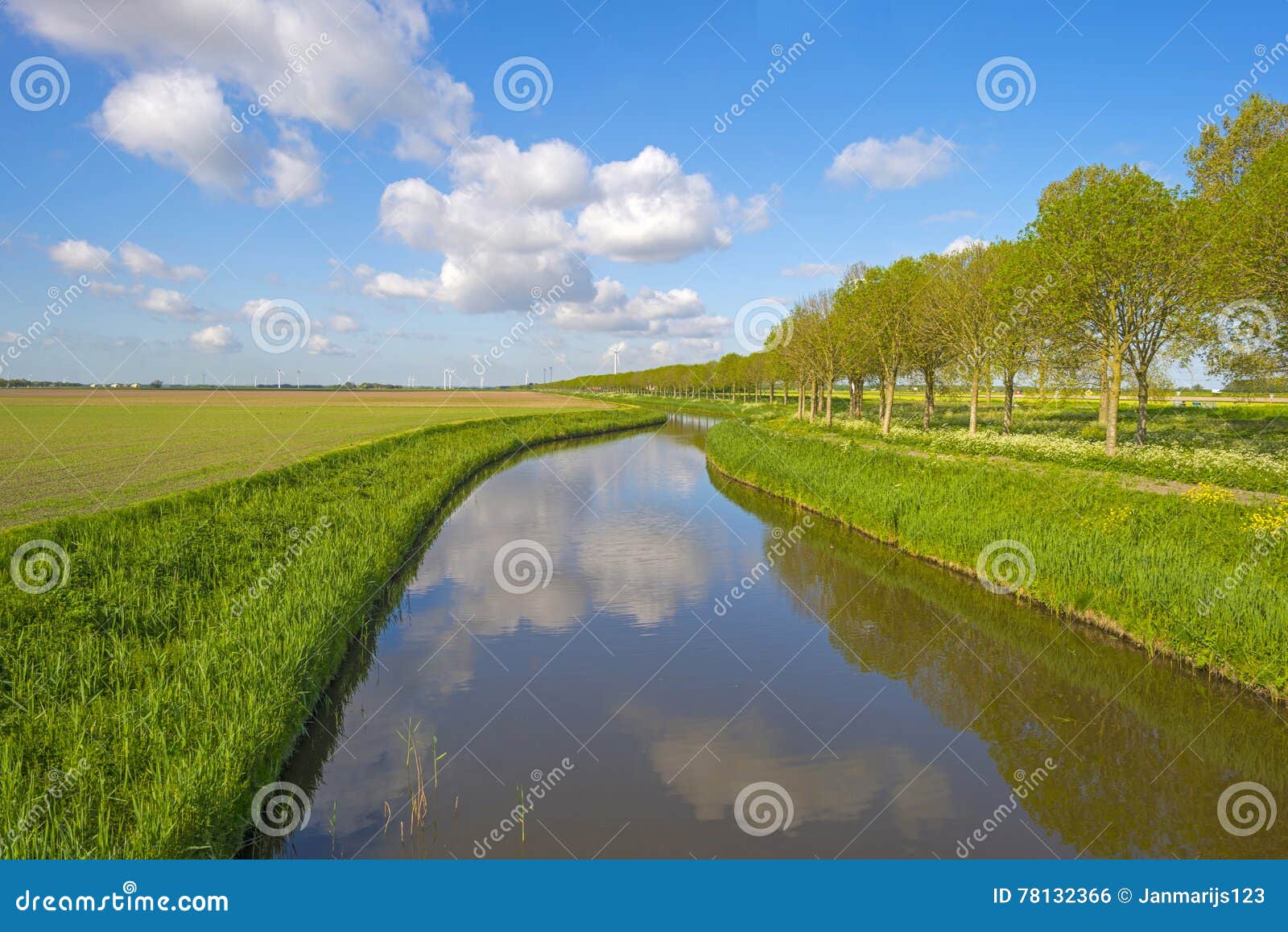 Canal through the Countryside Stock Photo - Image of landscape, spring ...
