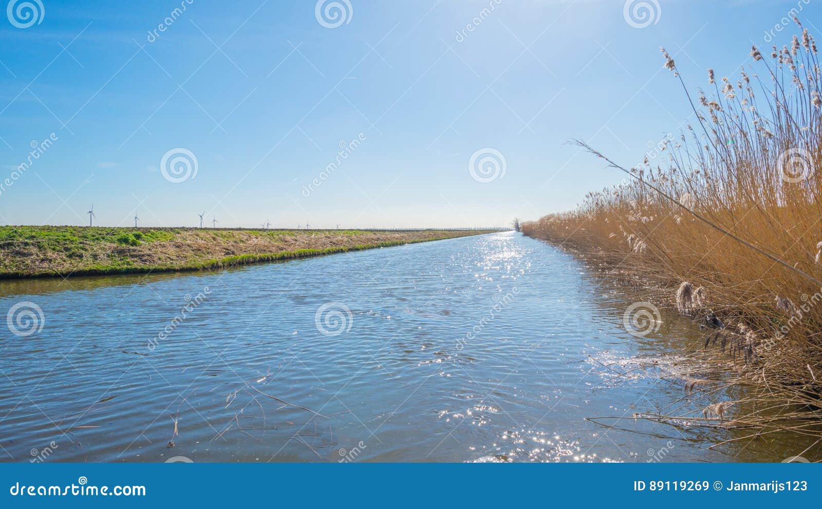 Canal through the Countryside in Spring Stock Image - Image of nature ...