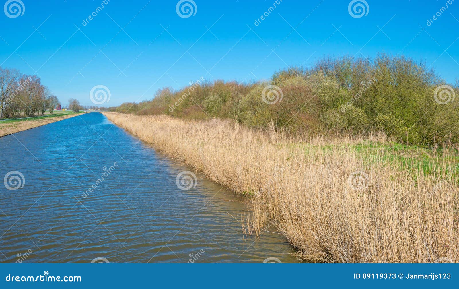 Canal through the Countryside in Spring Stock Image - Image of ...