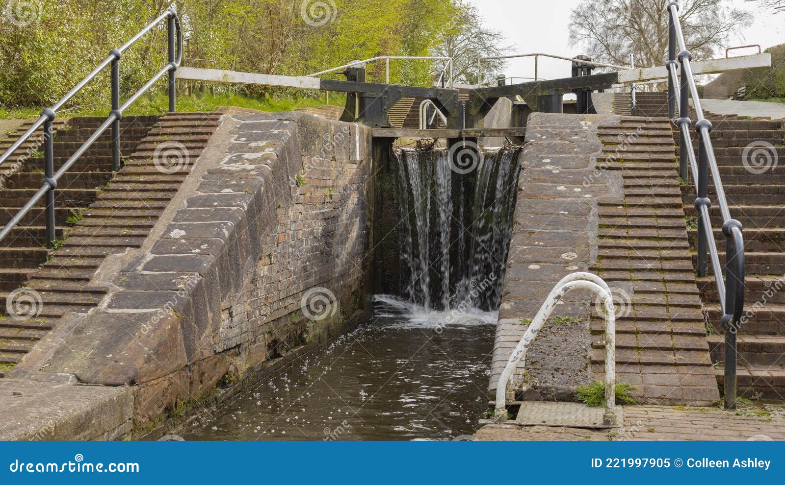 Canal Gates Holding Back Water Stock Image - Image of railings, water ...
